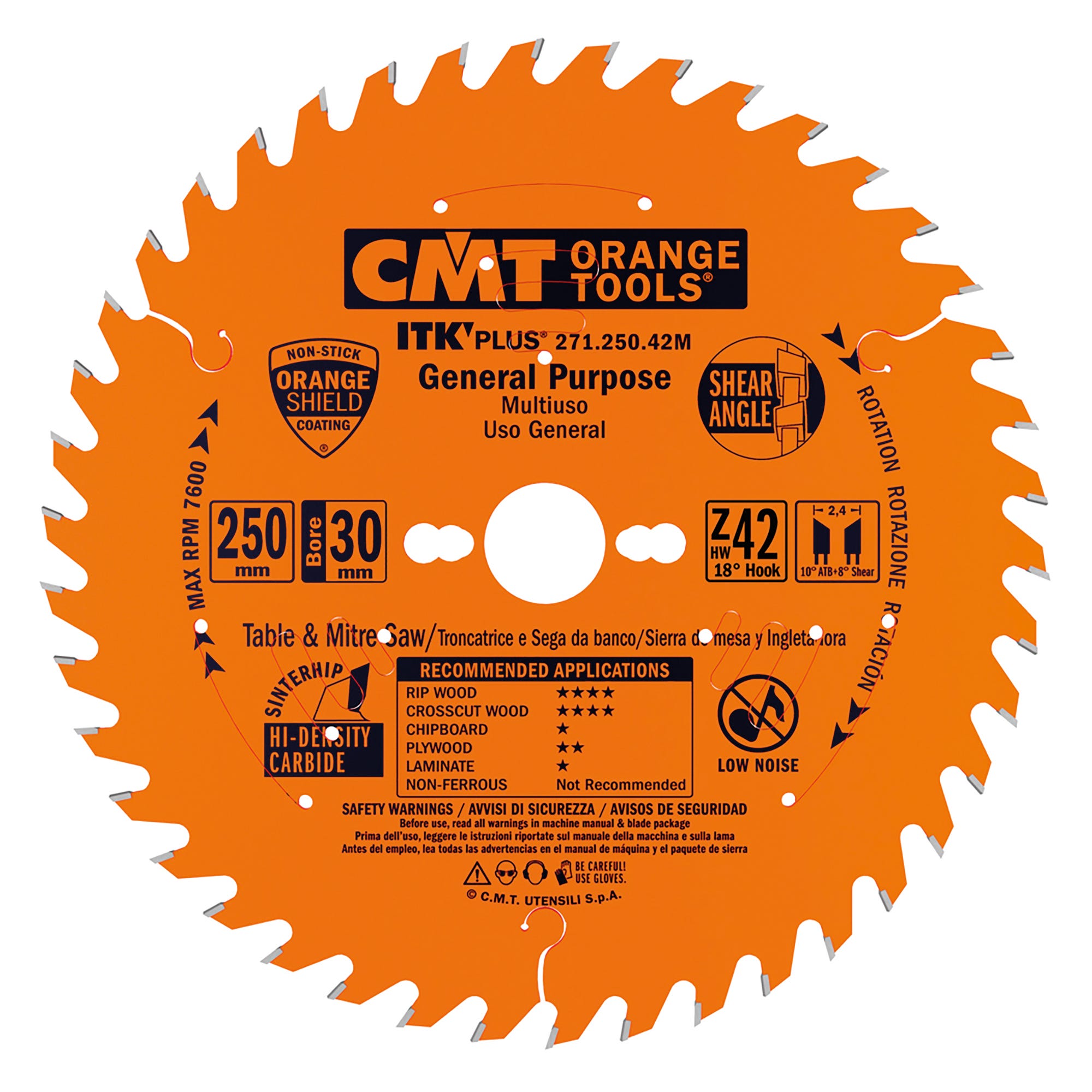 LAMA Ø250 mm CMT 42 DENTI Ø FORO 30 mm PER TRONCATRICE PER LEGNO PER ...