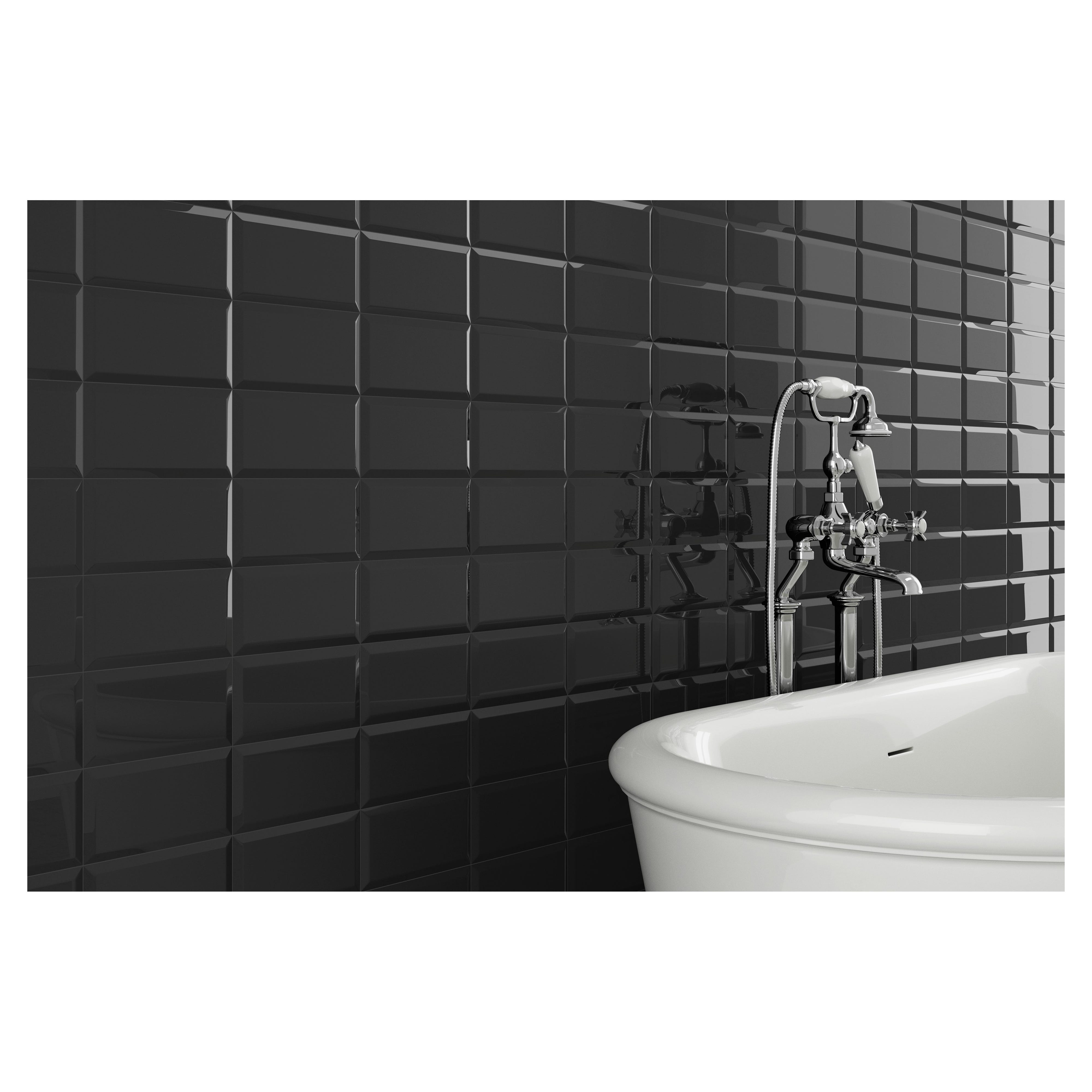 RIVESTIMENTO DIAMANTINA NERA 7,5x15x0,74 cm MONOCOTTURA