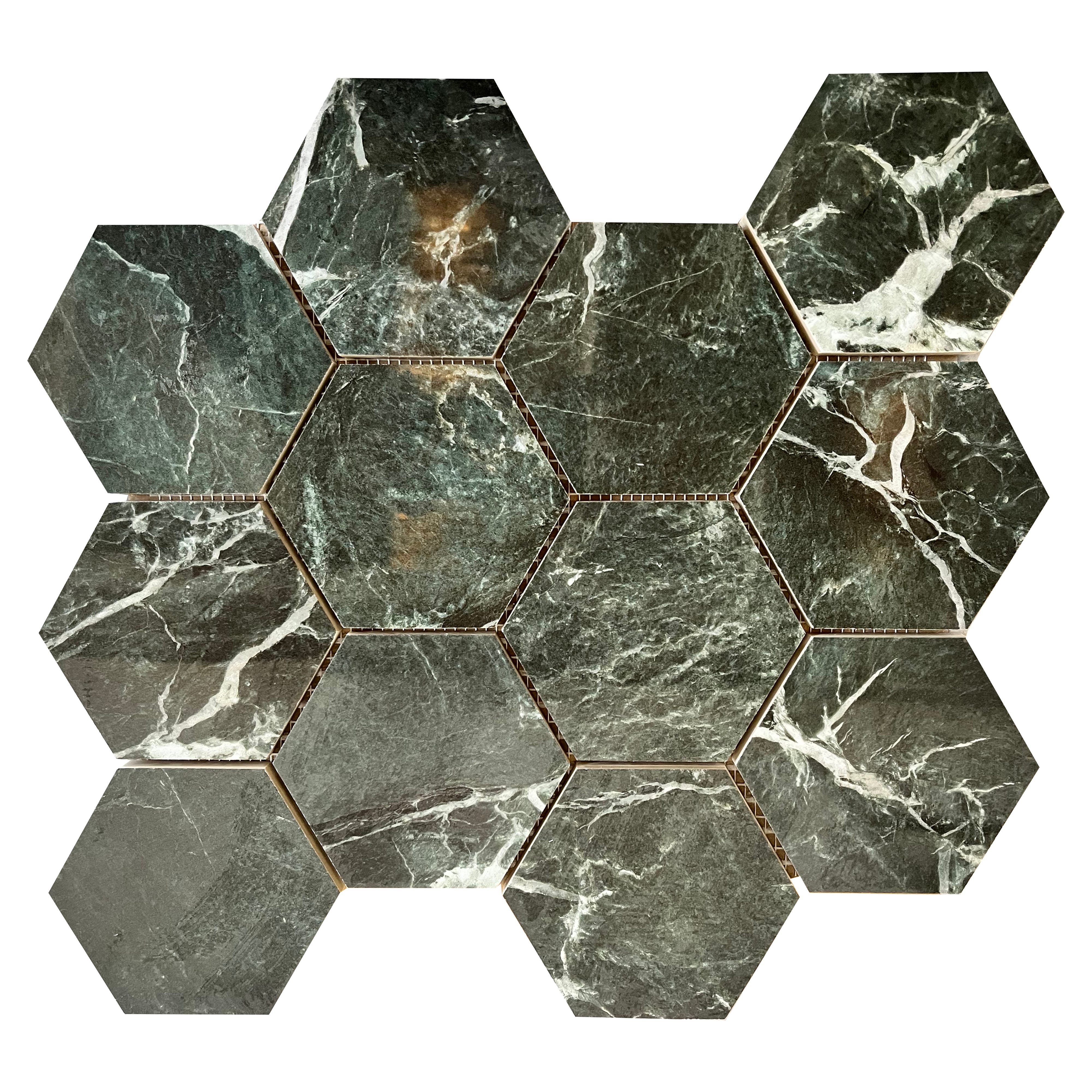 MOSAICO ESAGONO VERDE ALPI FOGLIO 35x34 cm PEI3 R9 GRES PORCELLANATO
