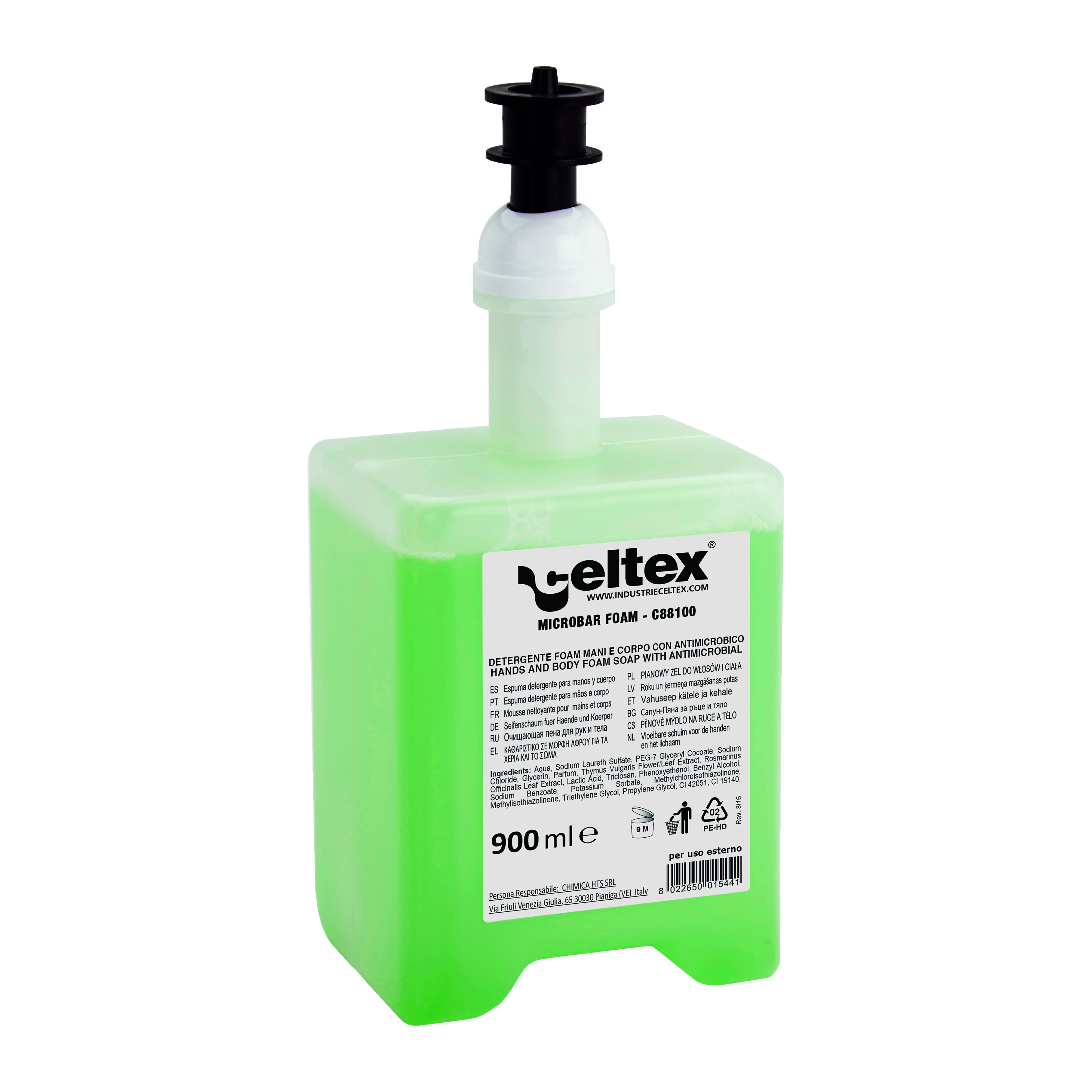 CARTUCCIA MOUSSE SAPONE ANTIMICROBICO MONOUSO 900 ml DISPENSER MANUALE ...
