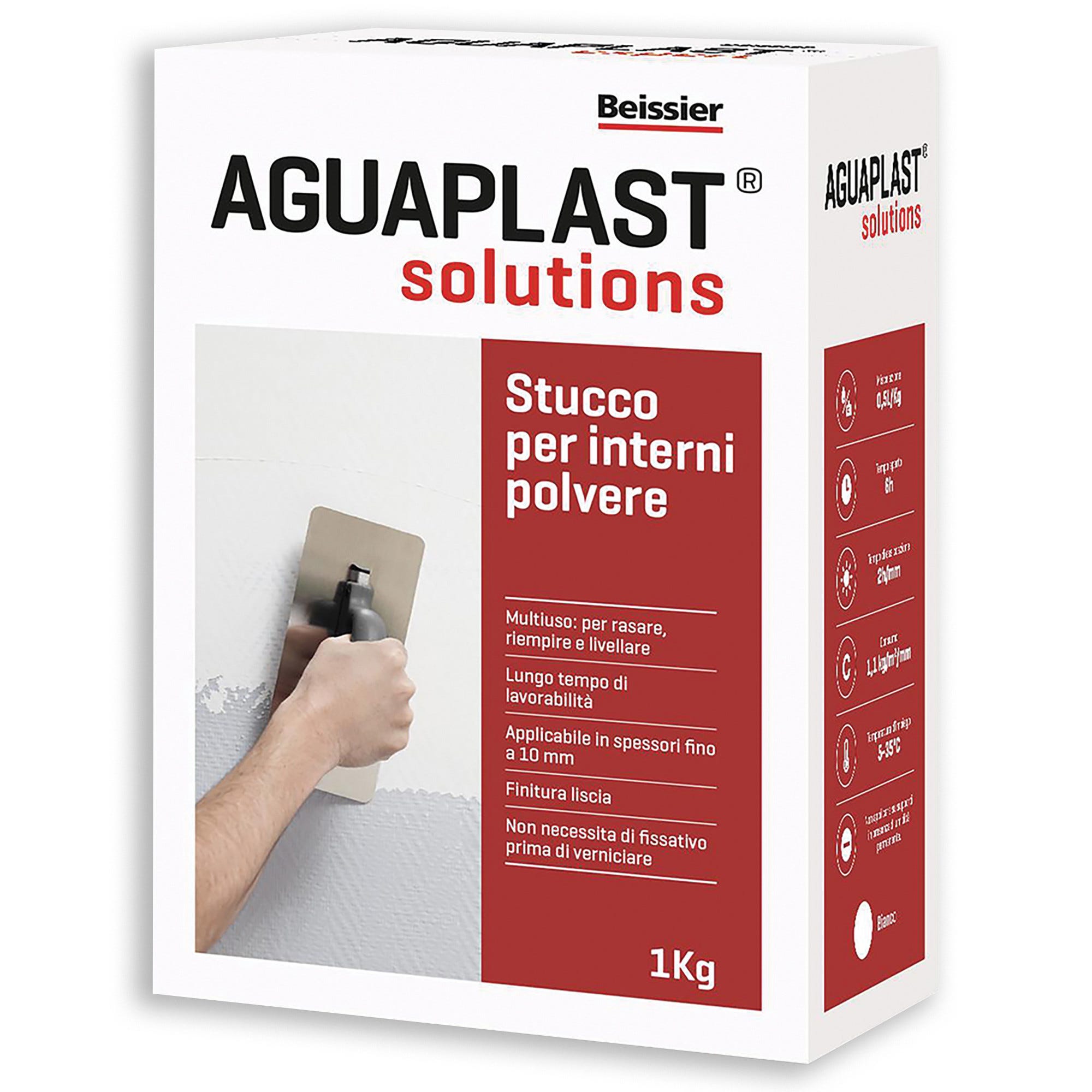 STUCCO PER INTERNI IN POLVERE AGUAPLAST BIANCO 1 kg SPESSORI FINO A 10 mm