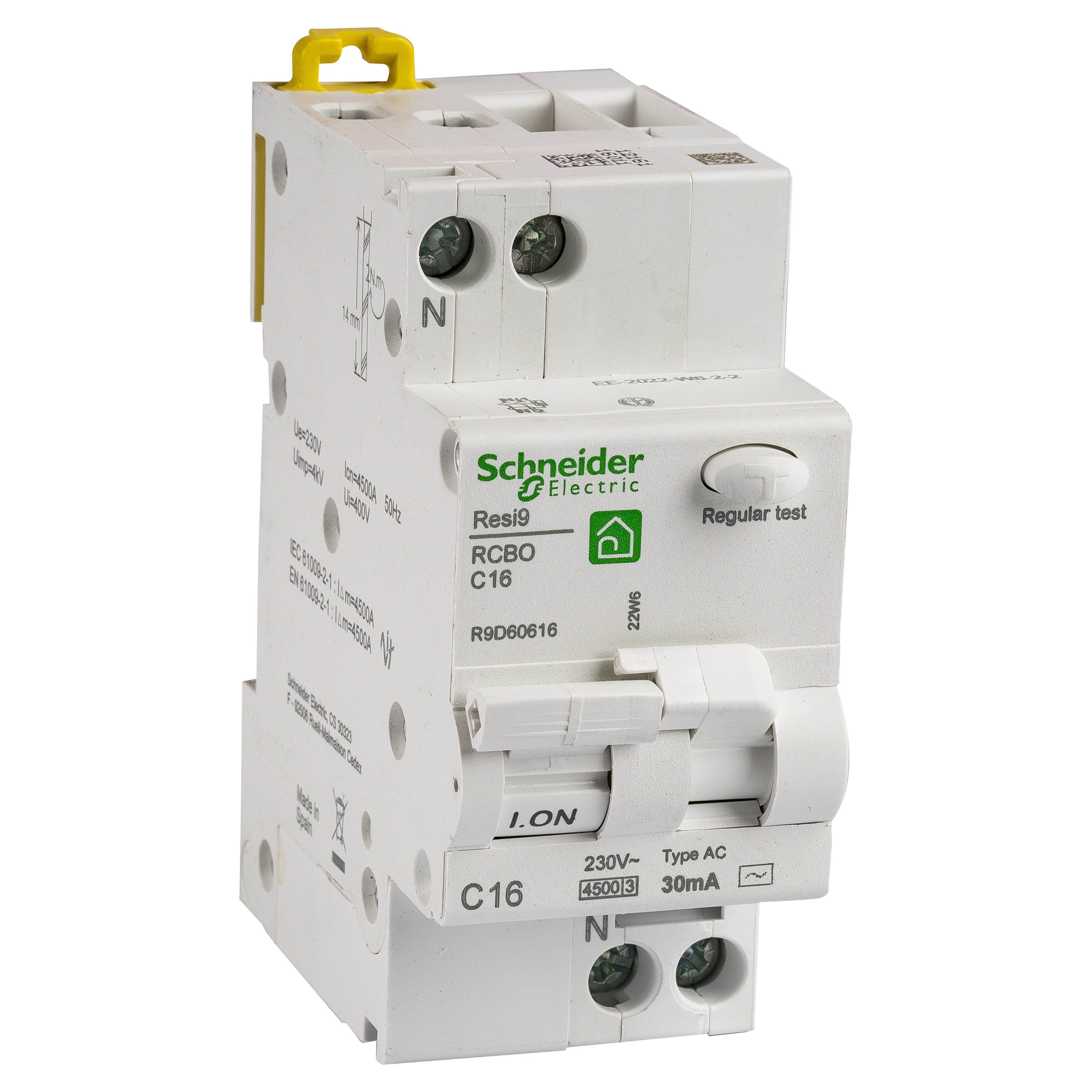 INTERRUTTORE MAGNETOTERMICO DIFFERENZIALE SCHNEIDER 1P+N 16A 30mA CLASSE AC