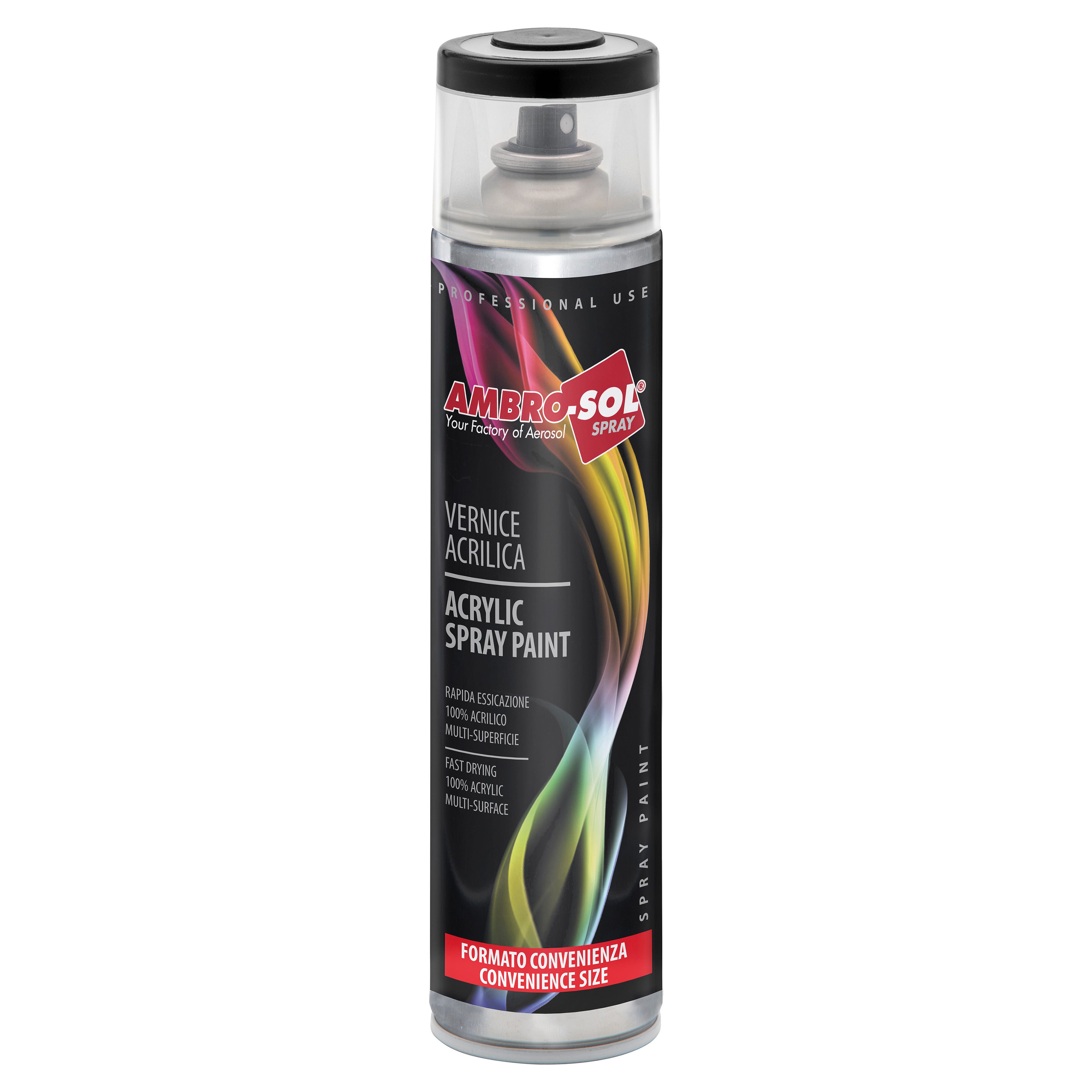 VERNICE SPRAY AMBROSOL RAL 9005 O 600 ml NERO OPACO 4,5 m² CON 1 l