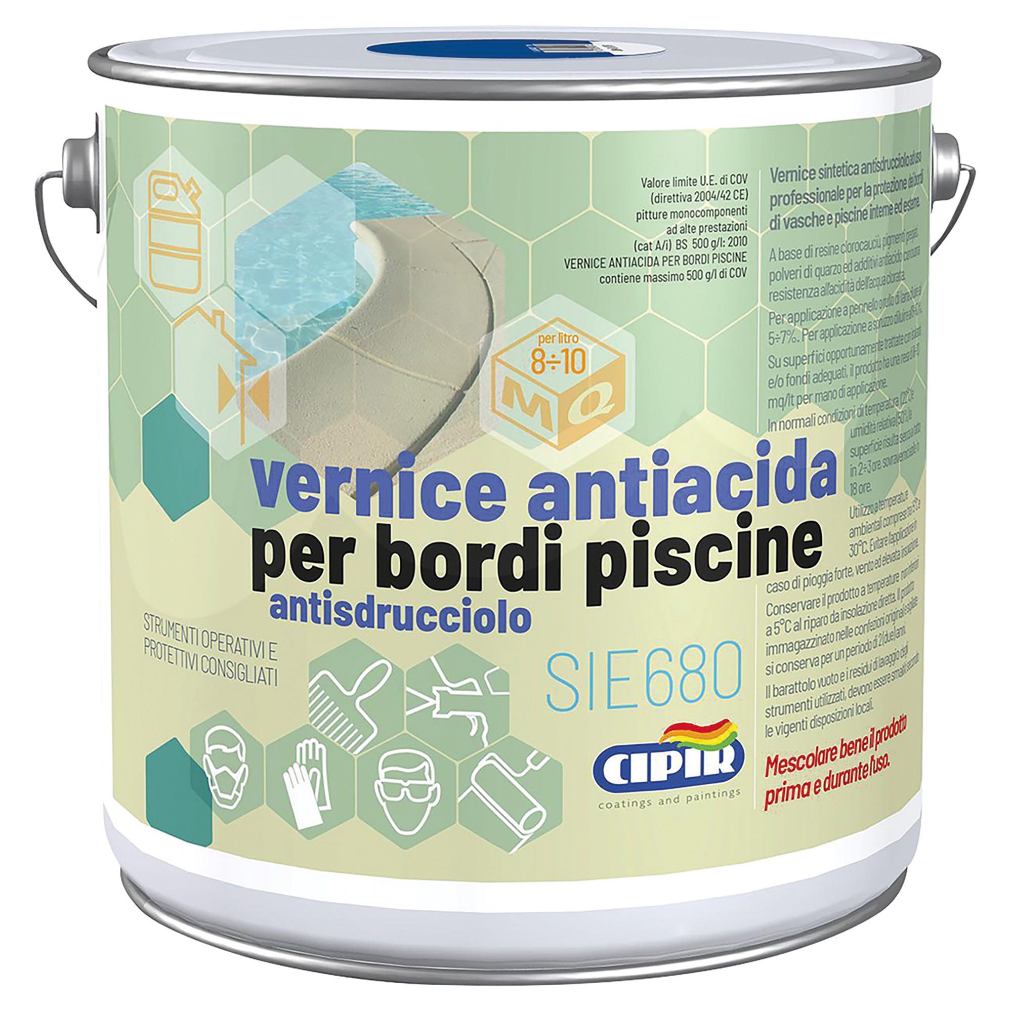 VERNICE ANTIACIDA BORDI PISCINE CIPIR 2,5 l AZZURRO 10-12m² x 1l ...