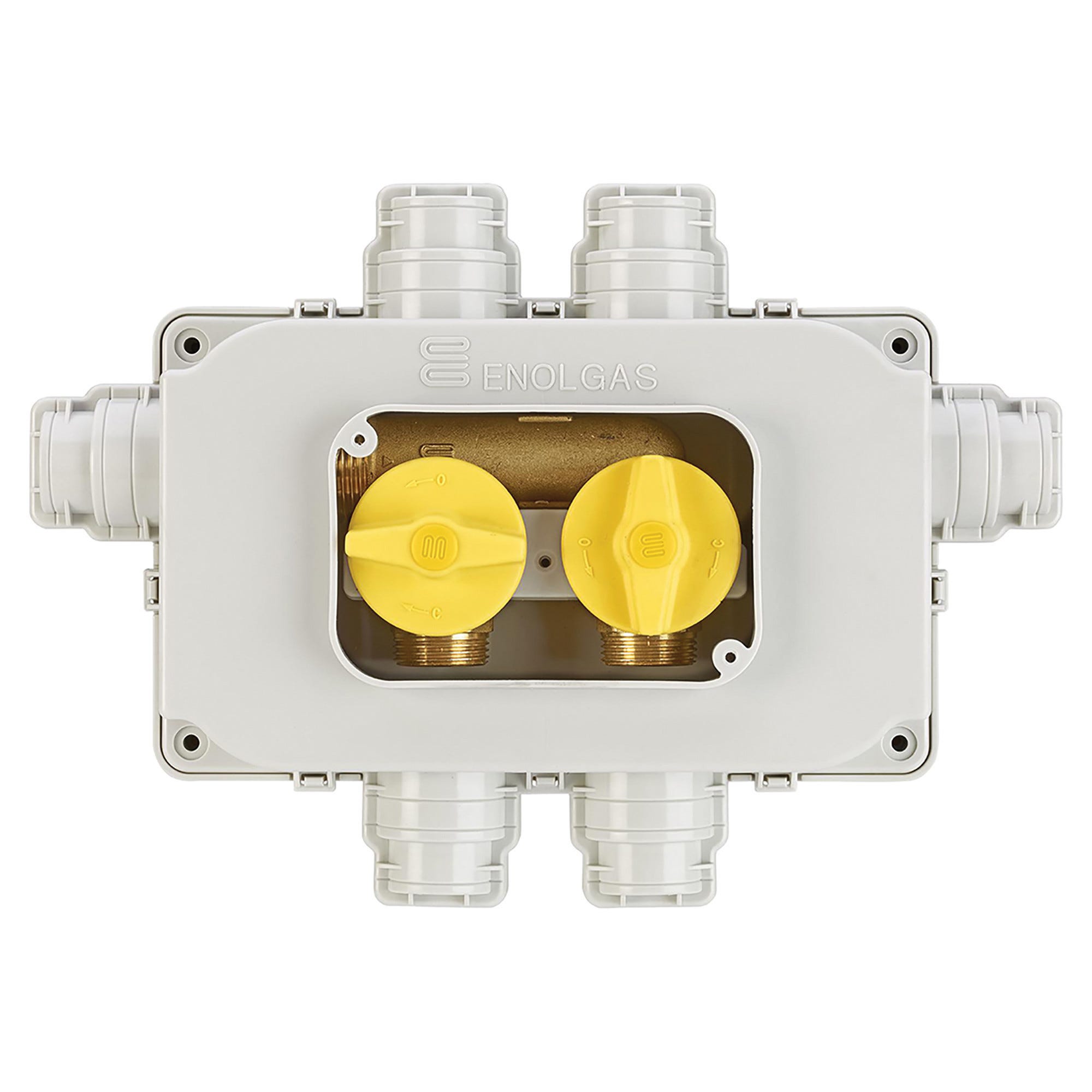 CASSETTA COLLETTORE GAS ENOLGAS INGAS MULTI 2 USCITE CON RUBINETTO ...