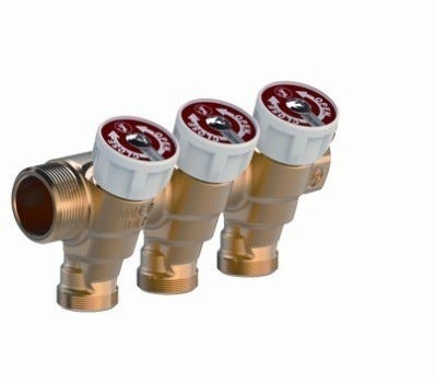 COLLETTORE GIACOMINI 3 VIE + 3 ADATTATORI 16x2 mm