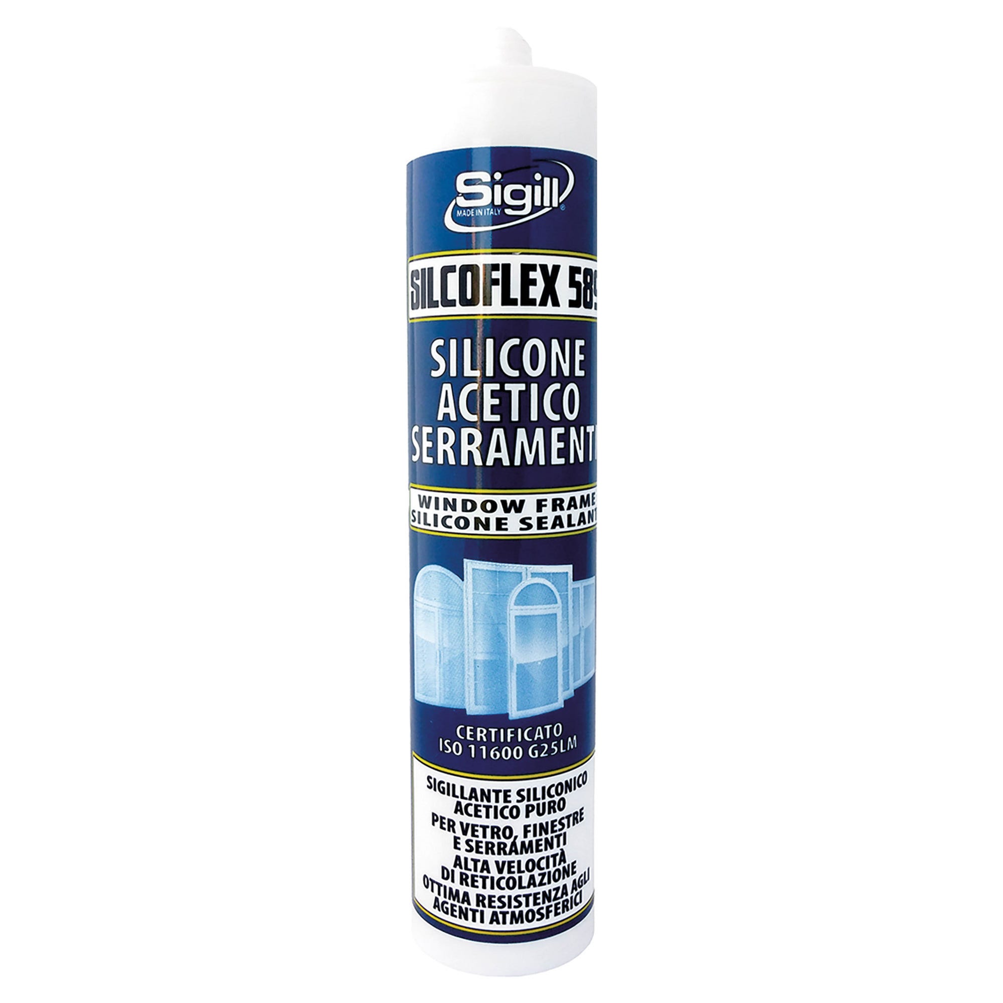 SILICONE ACETICO SILCOFLEX 589 SIGILL 300 ml TRASPARENTE VETRI E ...