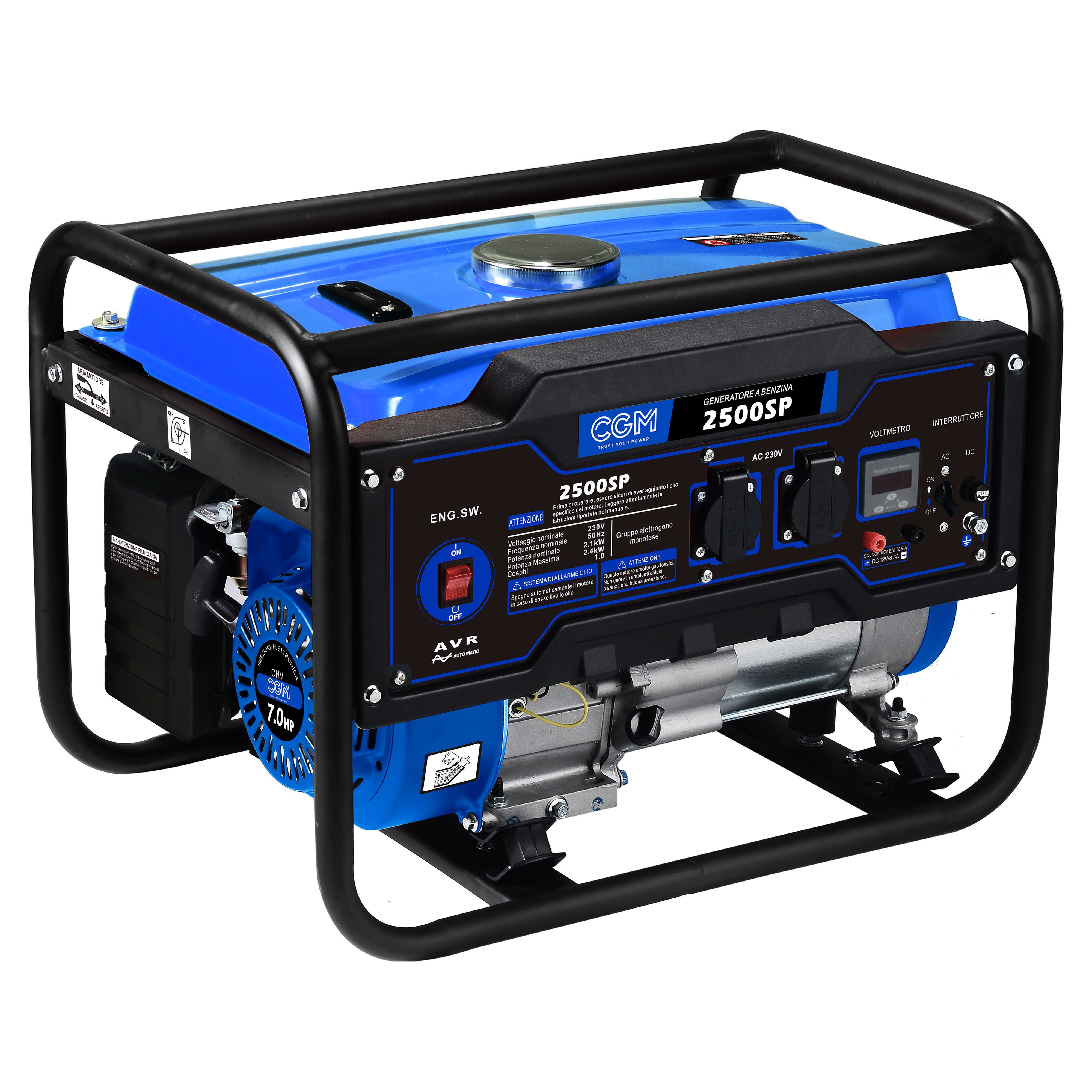 GENERATORE 2400 W 4 TEMPI BENZINA CGM 2500SP POTENZA CONTINUA 2100 W ...
