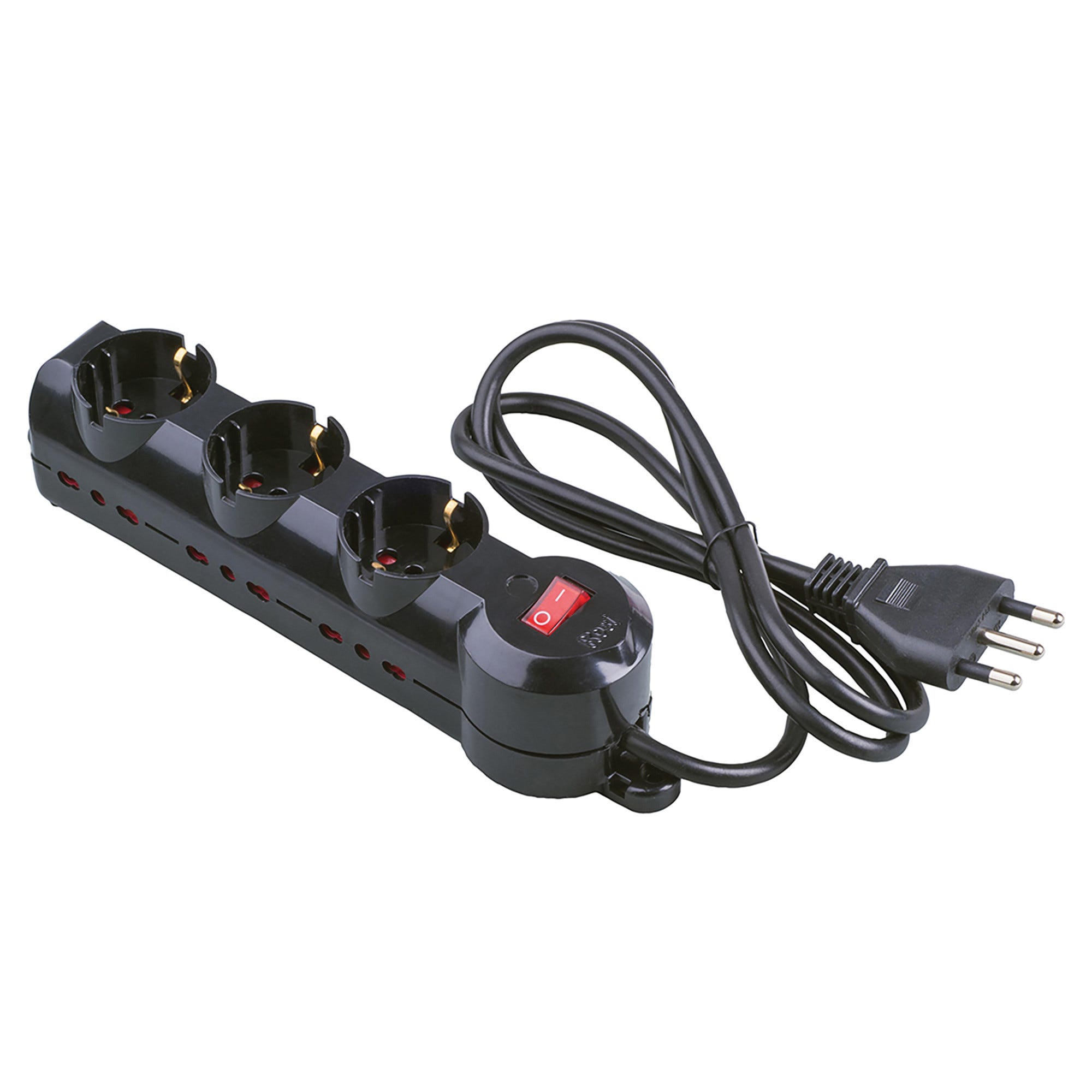 MULTIPRESA ROSI 3 PRESE 2P+T SCHUKO + 6 USCITE 2P+T BIPASSO COLORE NERO