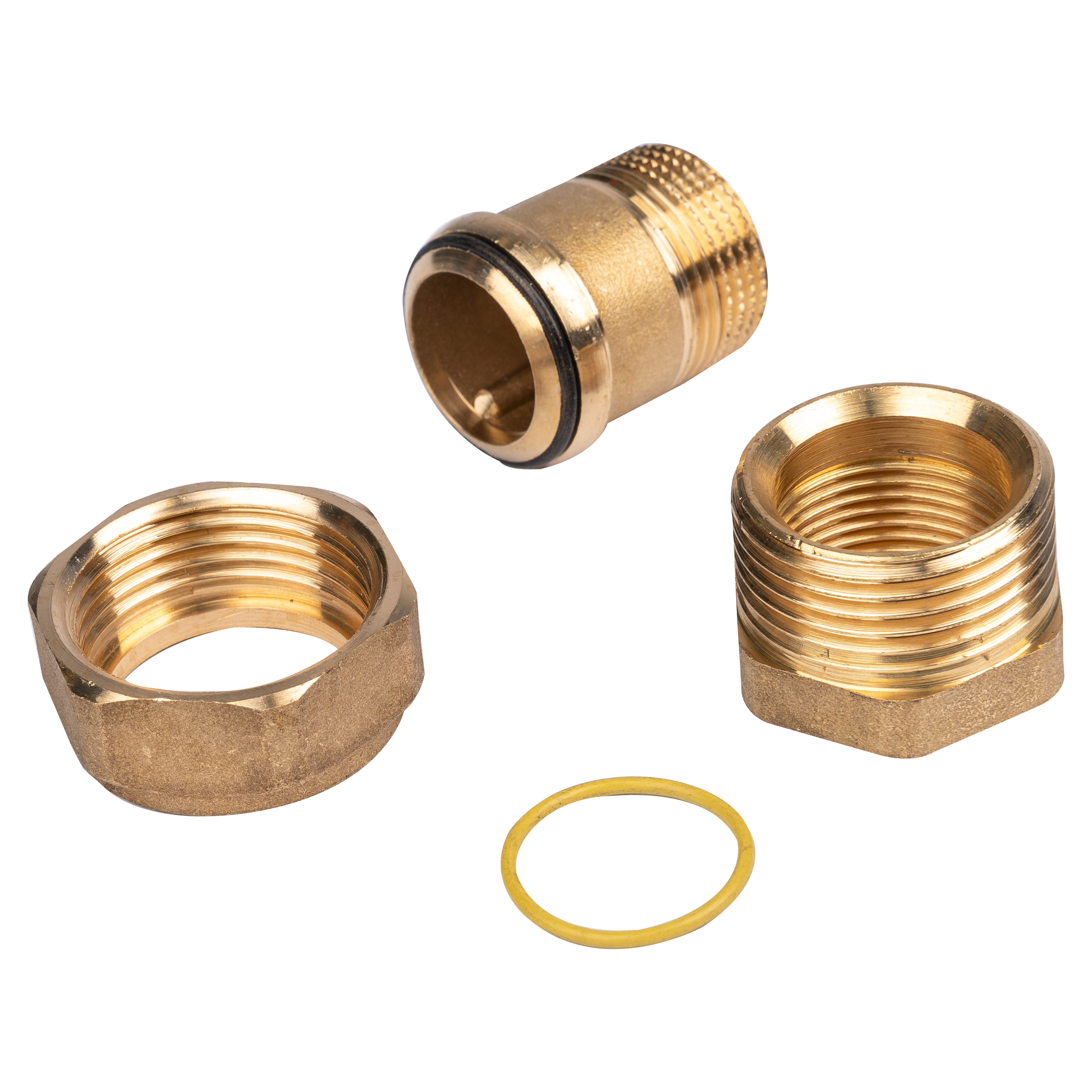 BOCCHETTONE DRITTO 3 PEZZI PATTARONI OTTONE GIALLO MF 3/4 TENUTA O-RING ...