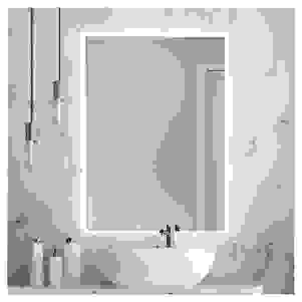 SPECCHIO AMIRA 60x80 cm TELAIO IN PVC RETROILLUMINATO REVERSIBILE STRIP ...