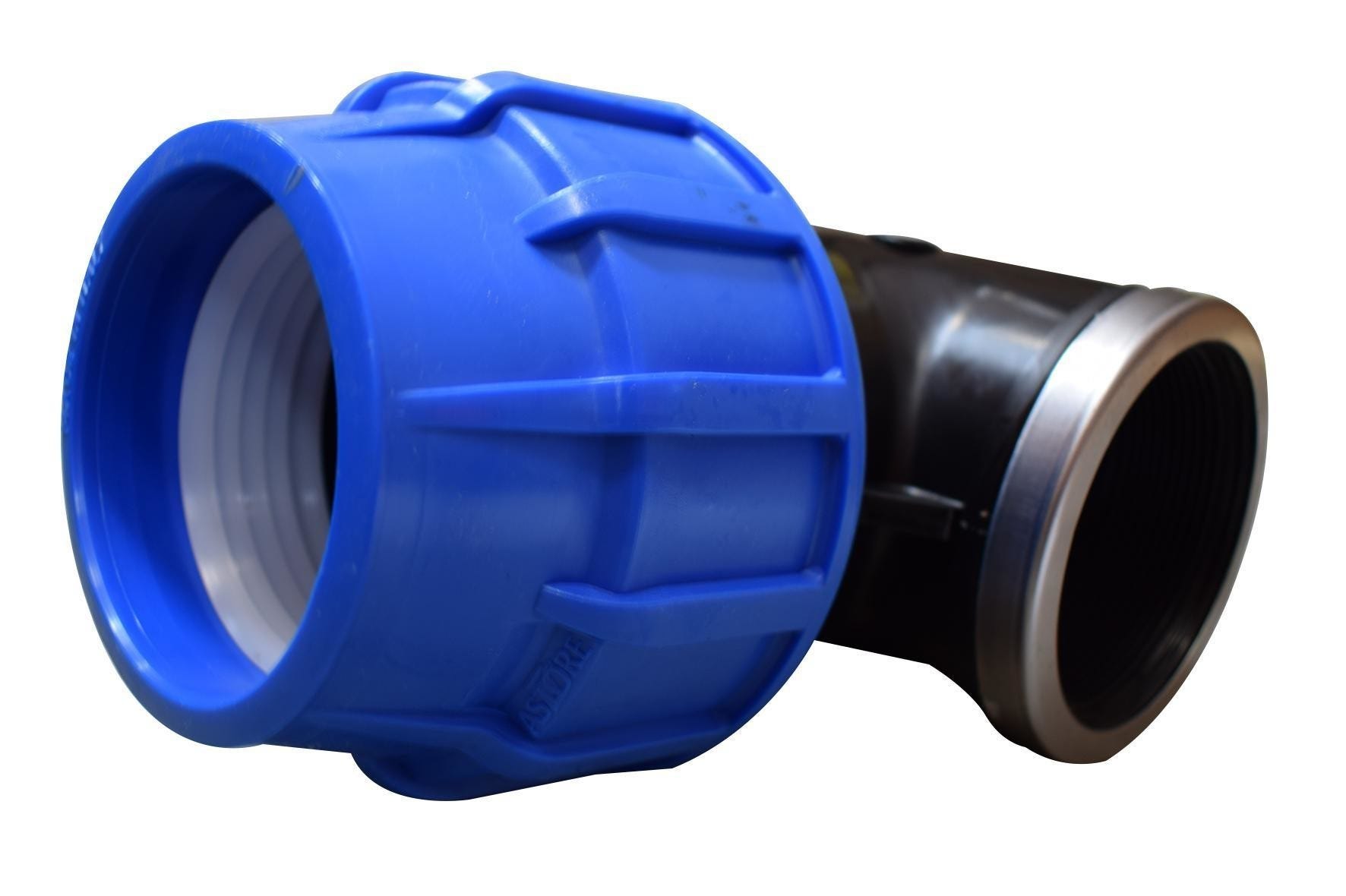 RACCORDO A COMPRESSIONE TUBO POLIETILENE CURVA Ø 75 mm x 2'' F