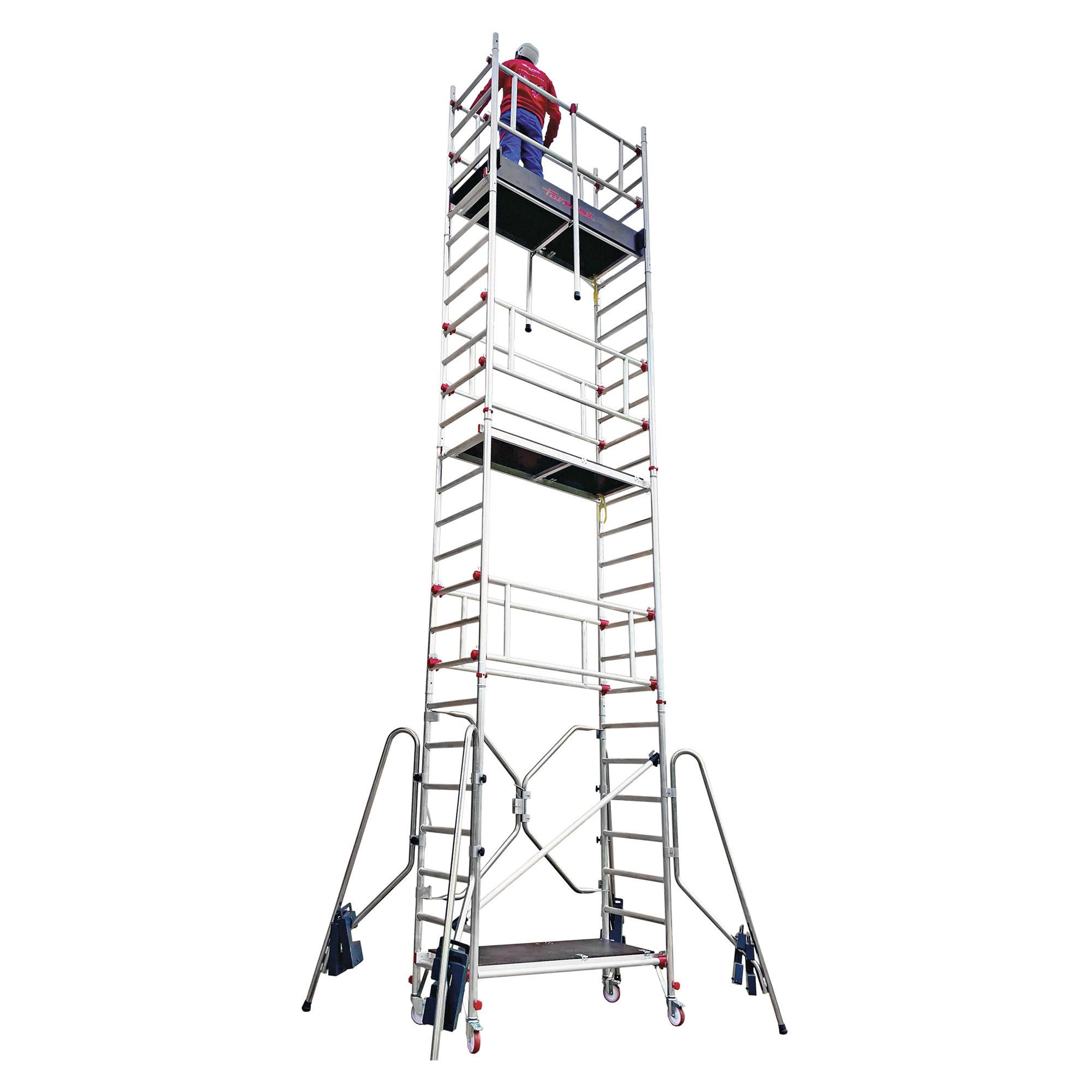 TRABATTELLO IN ALLUMINIO RS160 5,16 m BASE 75x160 cm 2 PIANI EN 1004-1: ...