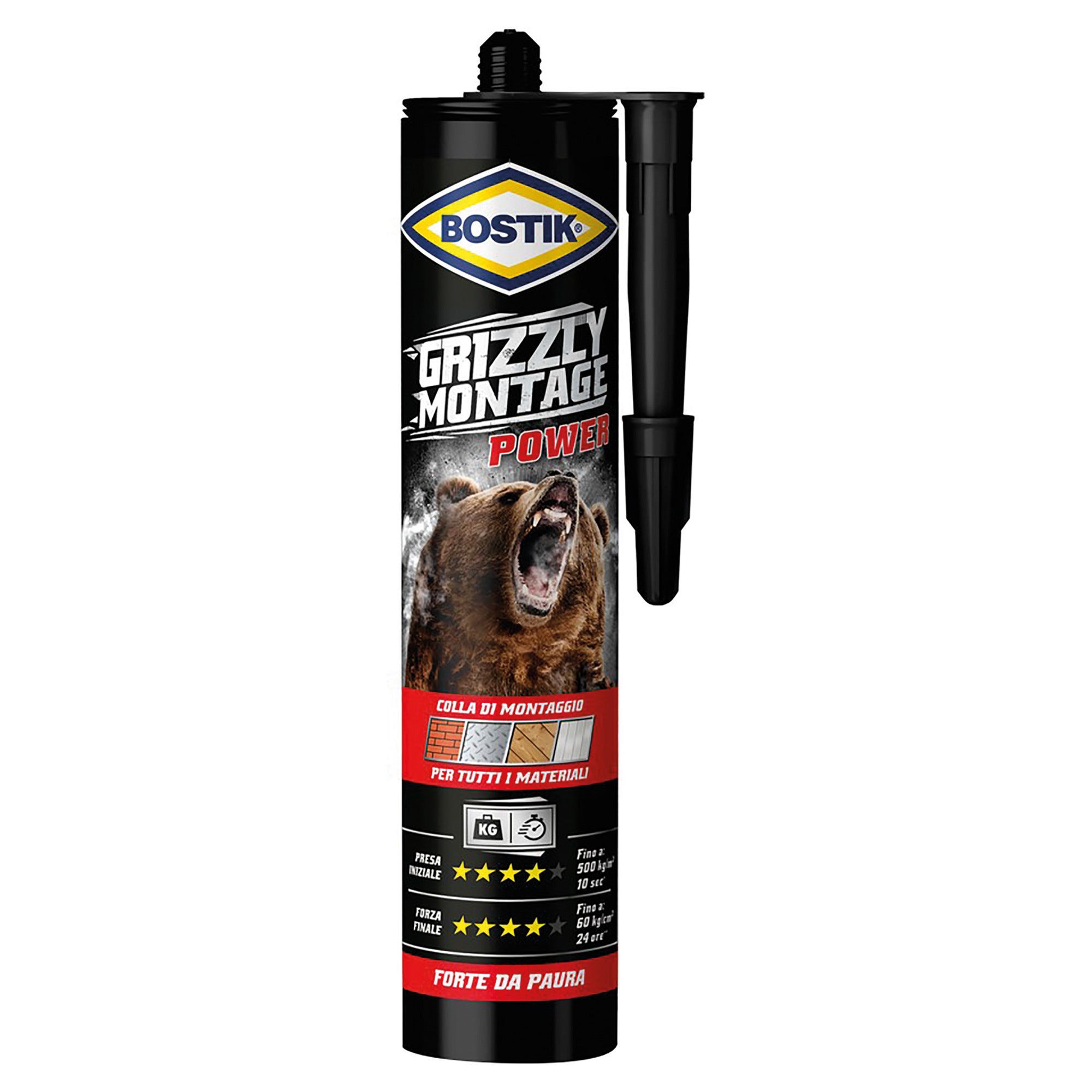 COLLA DI MONTAGGIO GRIZZLY BOSTIK 370 g BIANCO IN CARTUCCIA MULTIMATERIALE EXTRA FORTE