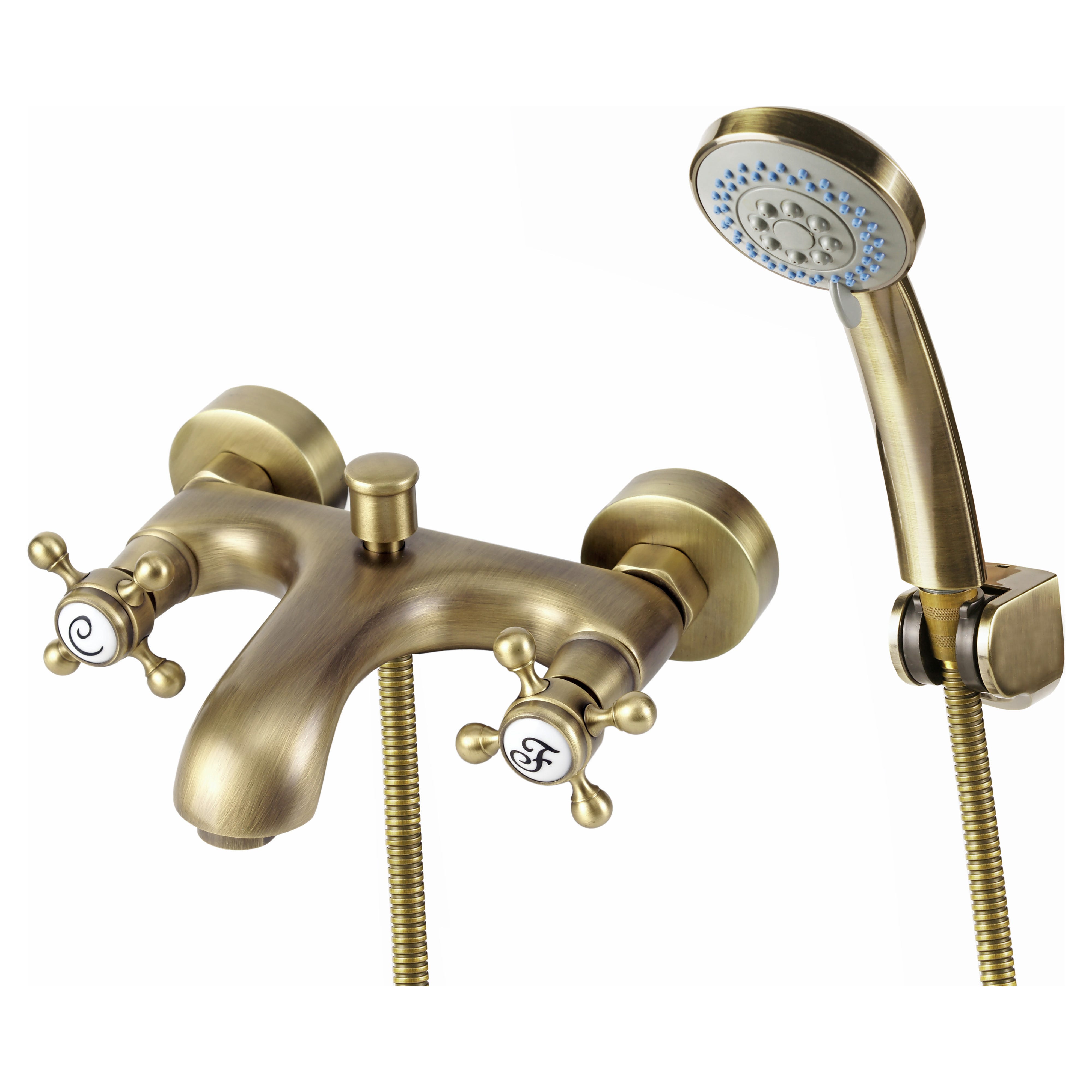 GRUPPO VASCA FENELIA AQUAPRO BRONZO CON DOCCETTA FLESSIBILE E SUPPORTO ...