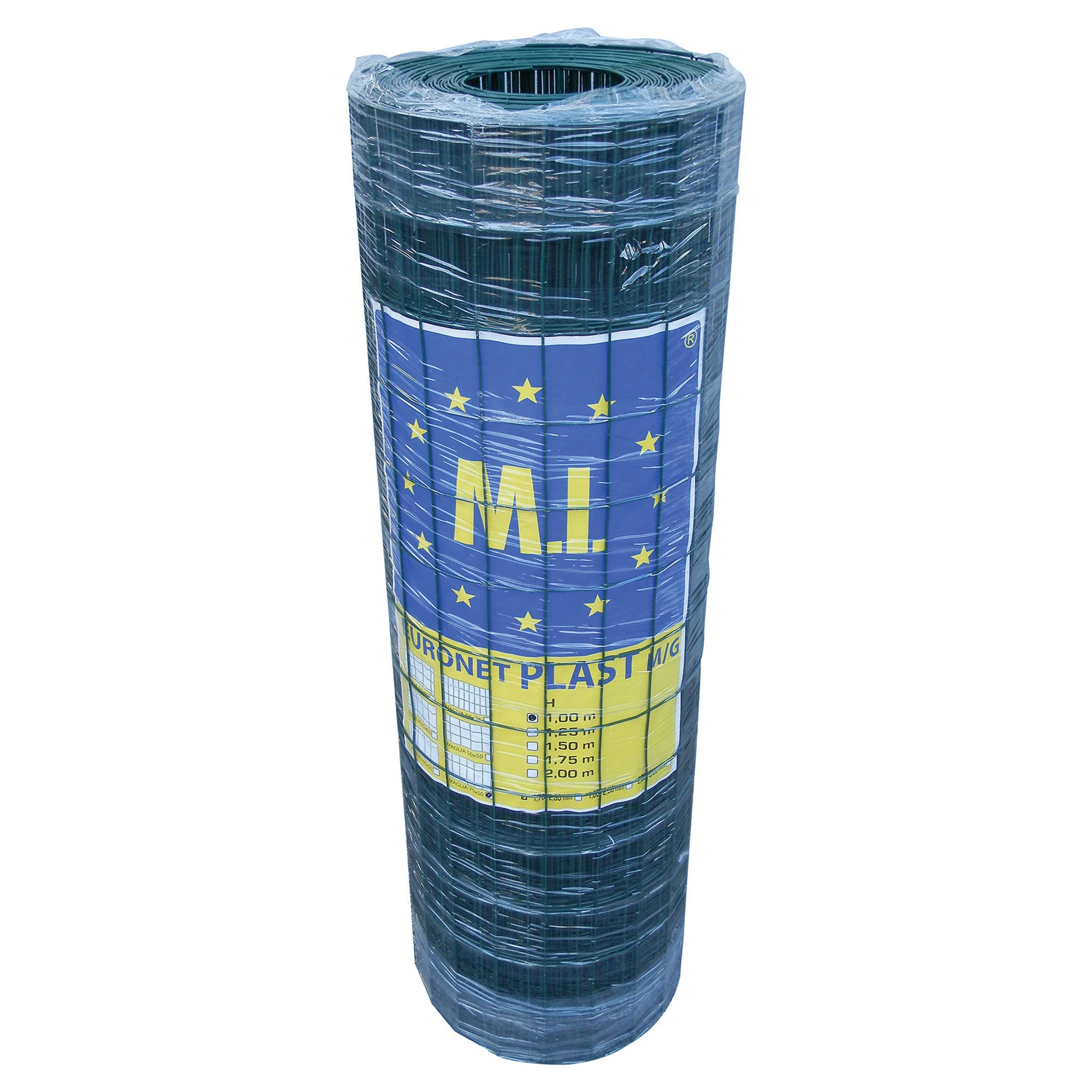 RETE PESANTE PLASTIFICATA VERDE 1x25 m MAGLIA 50x75 mm FILO Ø 2,50 mm