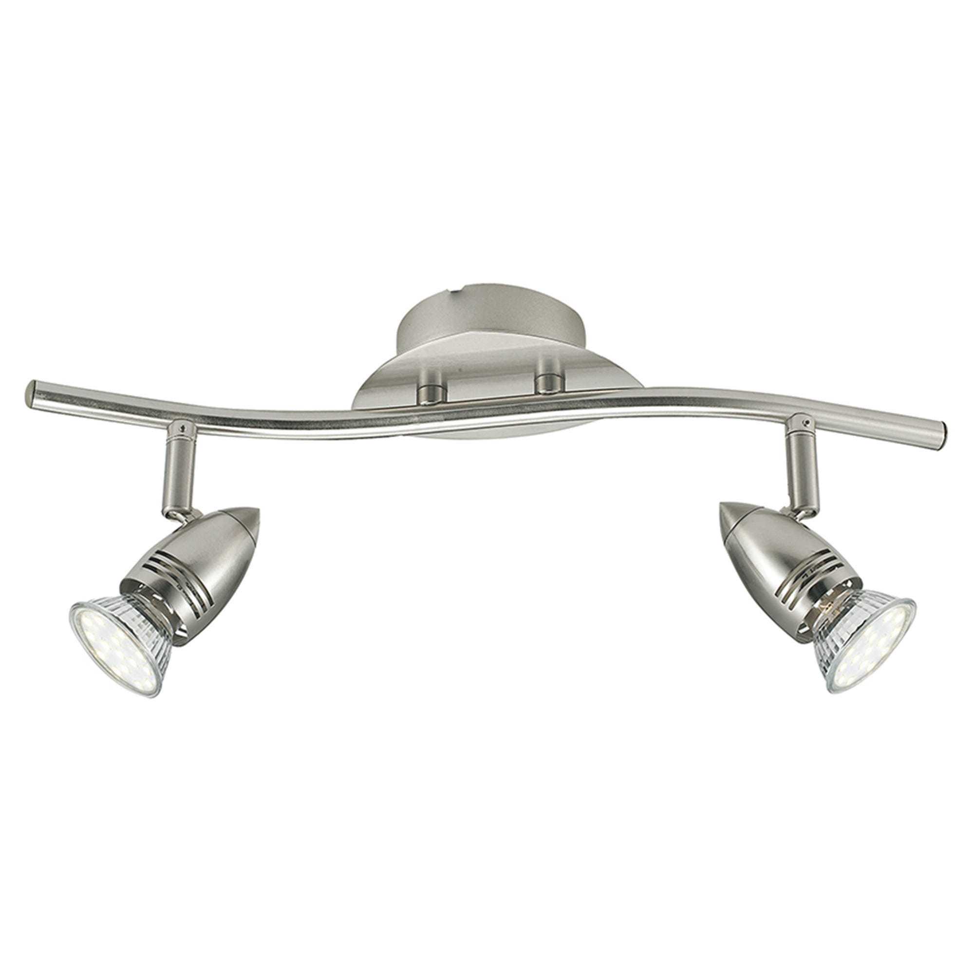 BARRA 2 FARETTI SUNNY NIKEL 2xGU10 LED 42W INCLUSE IP20 DIMENSIONI 390 ...