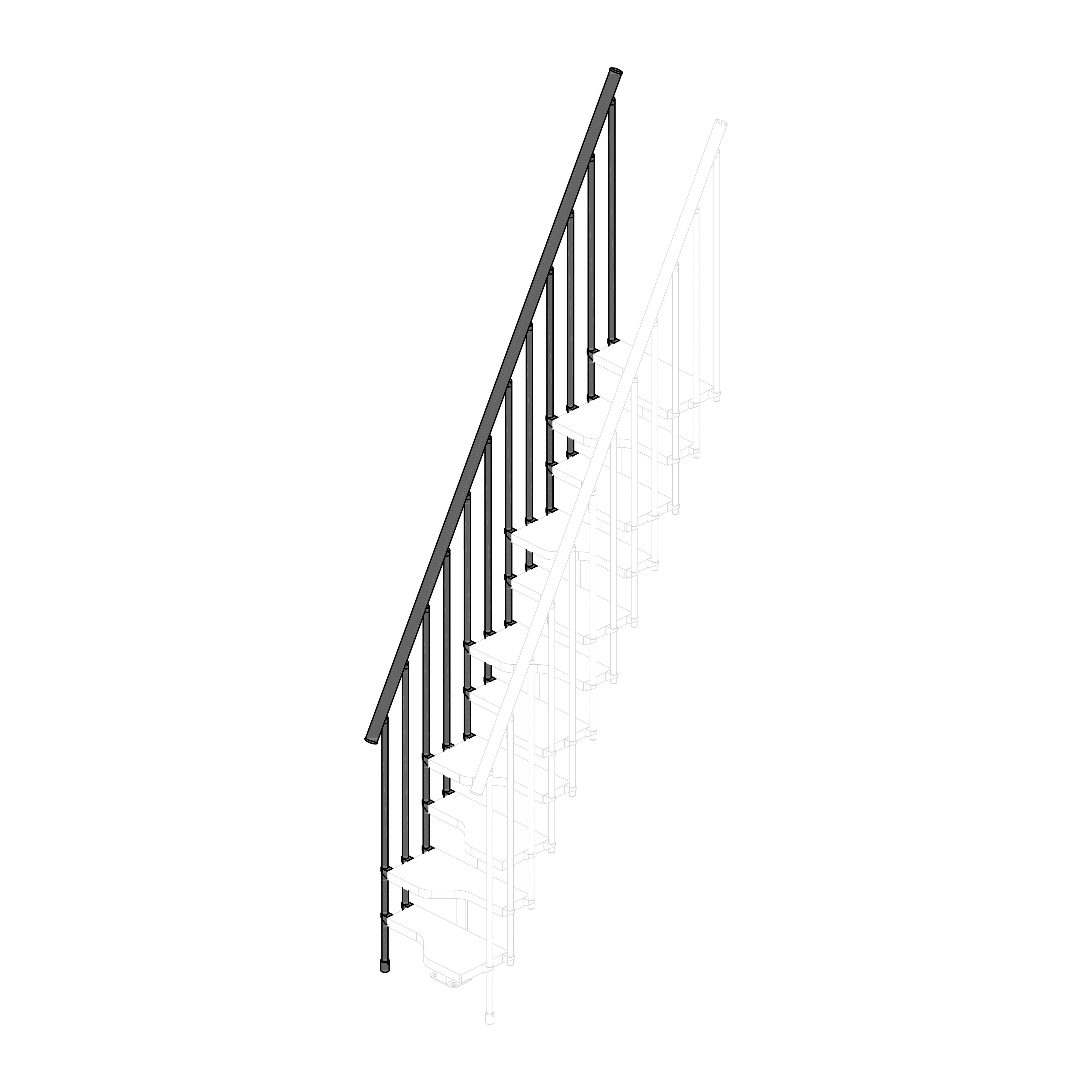 RINGHIERA ESTERNA PER SCALA MINI 11 GRADINI ACCIAIO BIANCO LEGNO IN ...