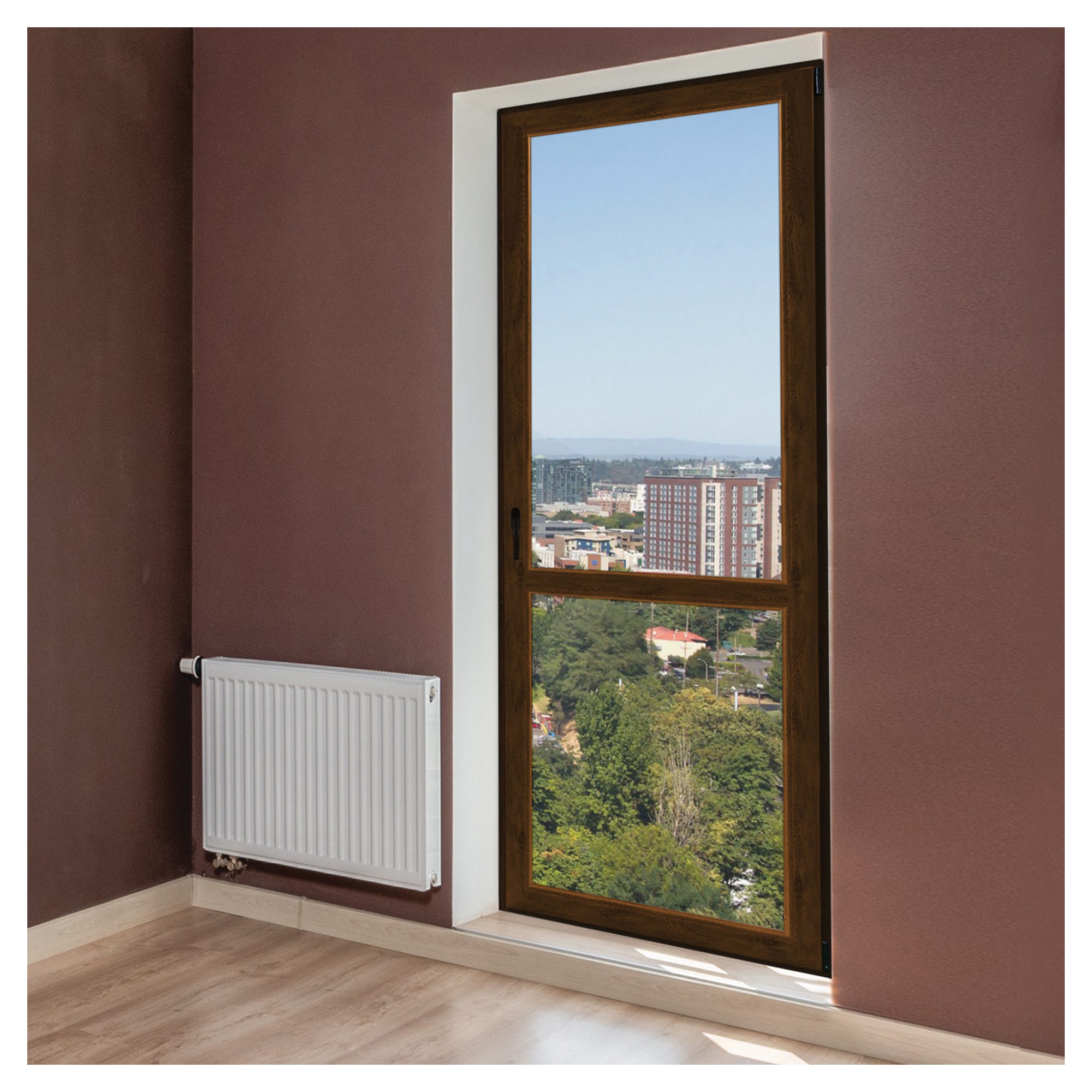 PORTA FINESTRA IN PVC NOCE 1 ANTA DESTRA 80x220 cm (LxH)