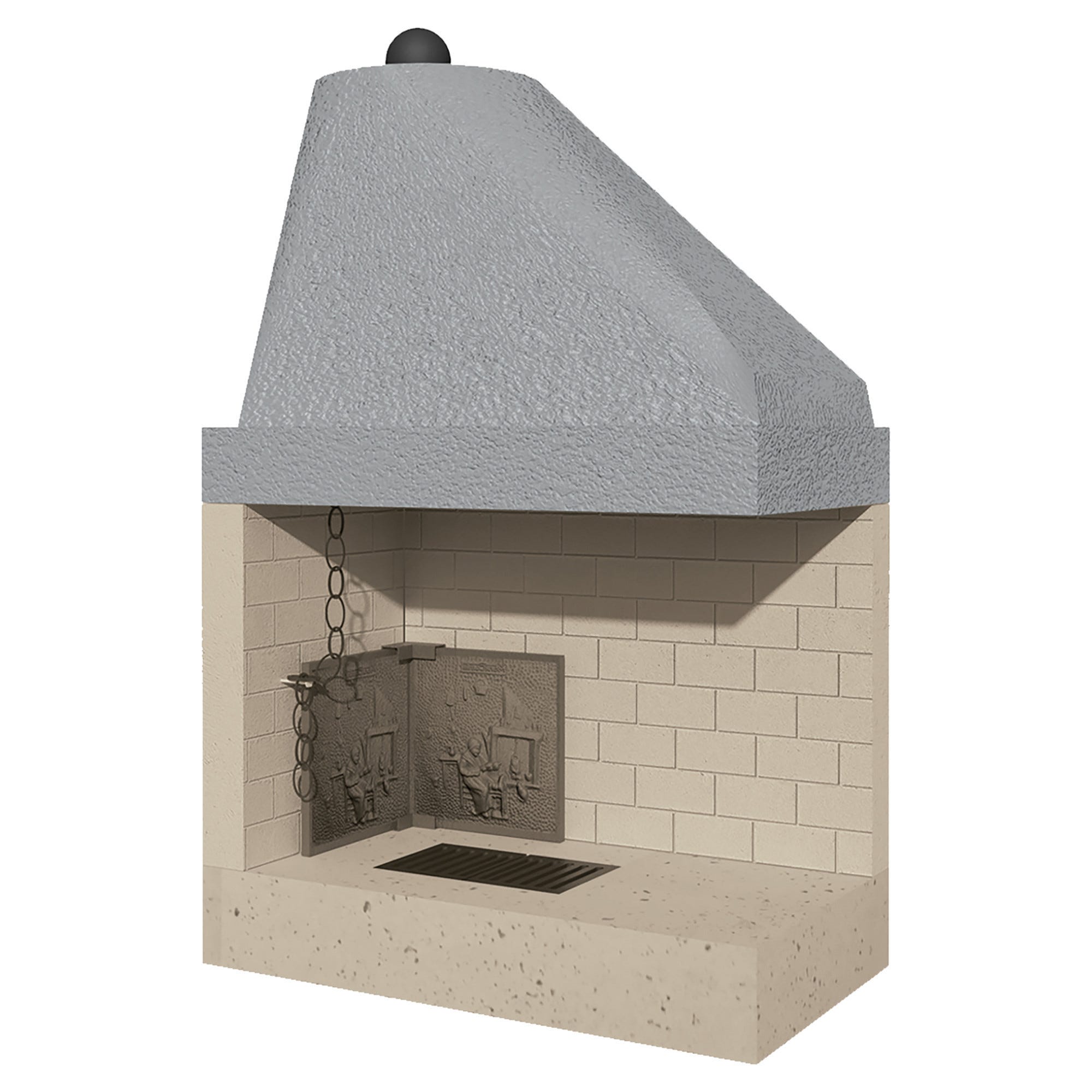 FOCOLARE REFRATTARIO ANGOLARE 135x90x52 cm