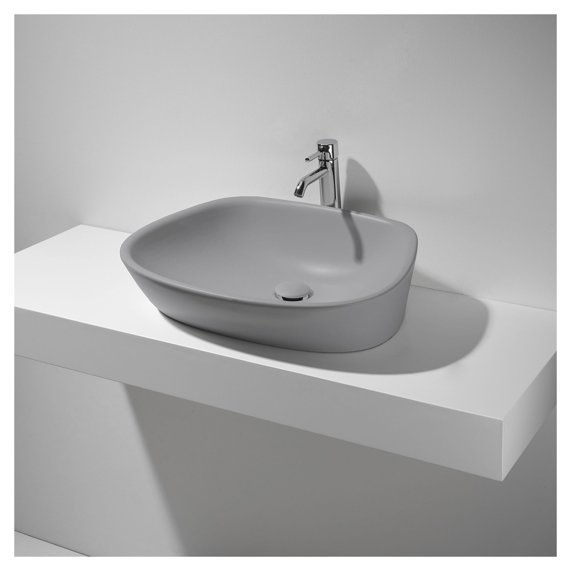 LAVABO D'APPOGGIO SIMAS BORMIO CERAMICA CEMENTO MATT RETTANGOLARE 58x15x43 cm (LxHxP)