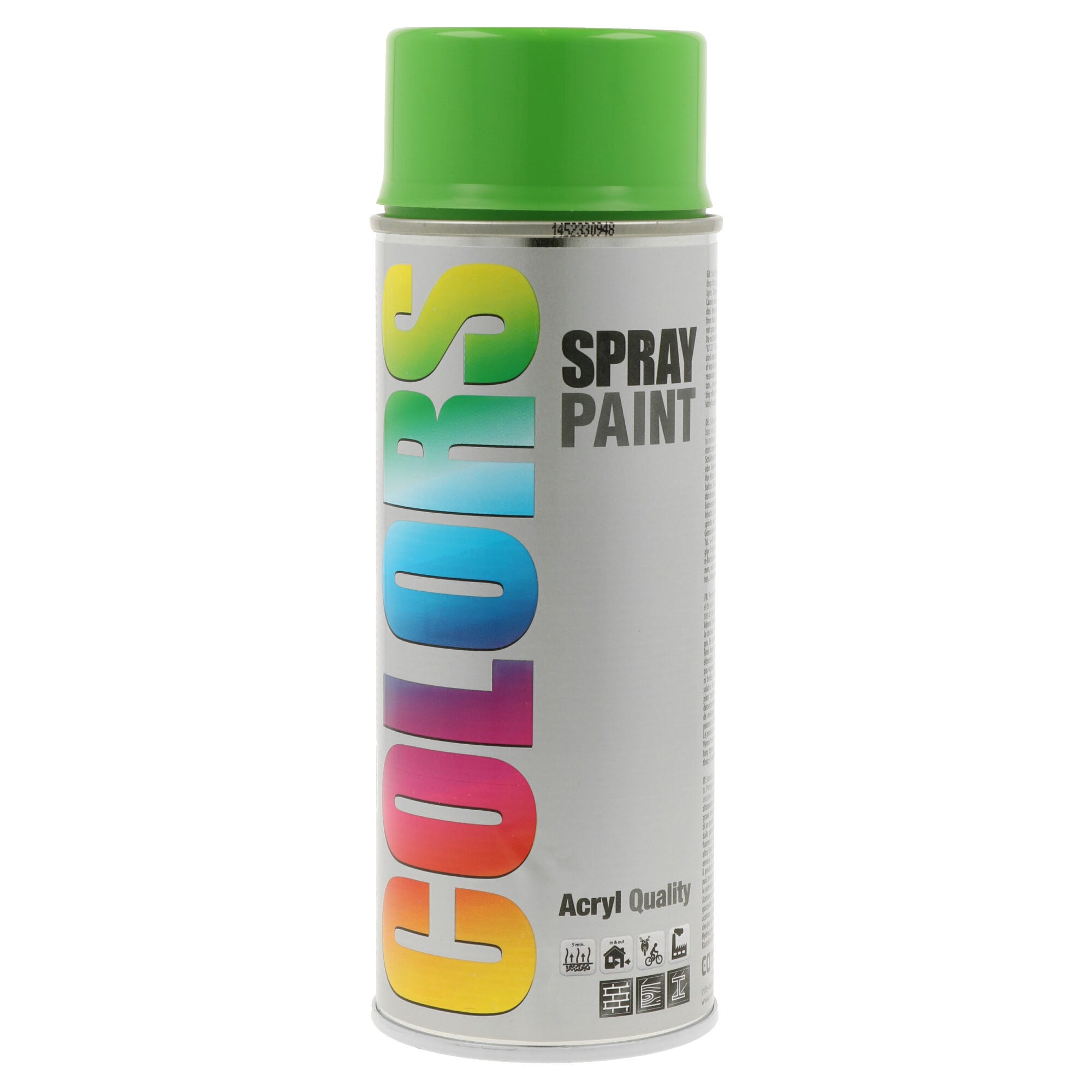 SMALTO SPRAY COLORS MOTIP RAL 6018 VERDE GIALLO 400 ml 2 - 4 m² CON 1 l
