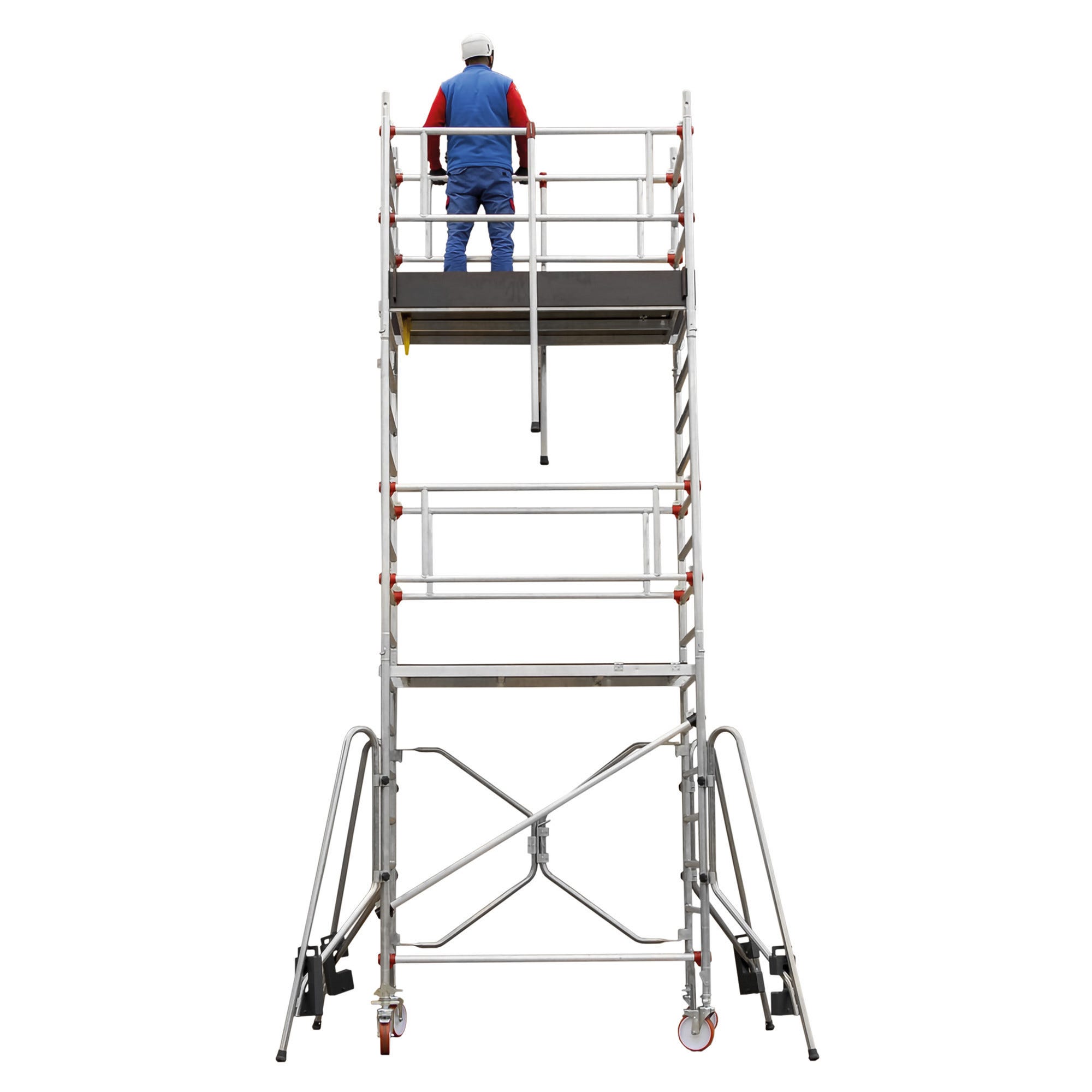 TRABATTELLO IN ALLUMINIO RS180 7,09 m BASE 100x180 cm 2 PIANI EN 1004-1 ...