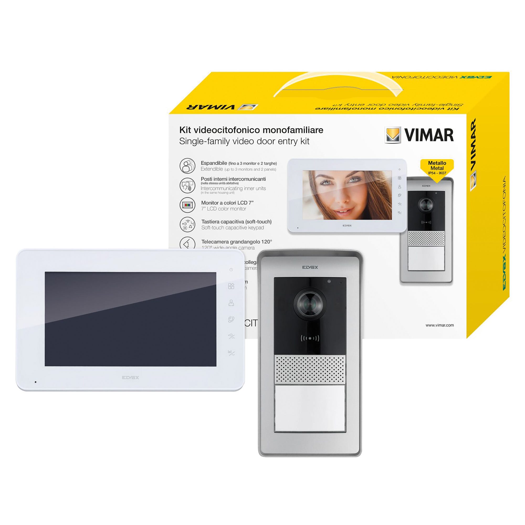KIT VIDEOCITOFONICO MONOFAMILIARE VIMAR K42930 A 2 FILI ESPANDIBILE ...