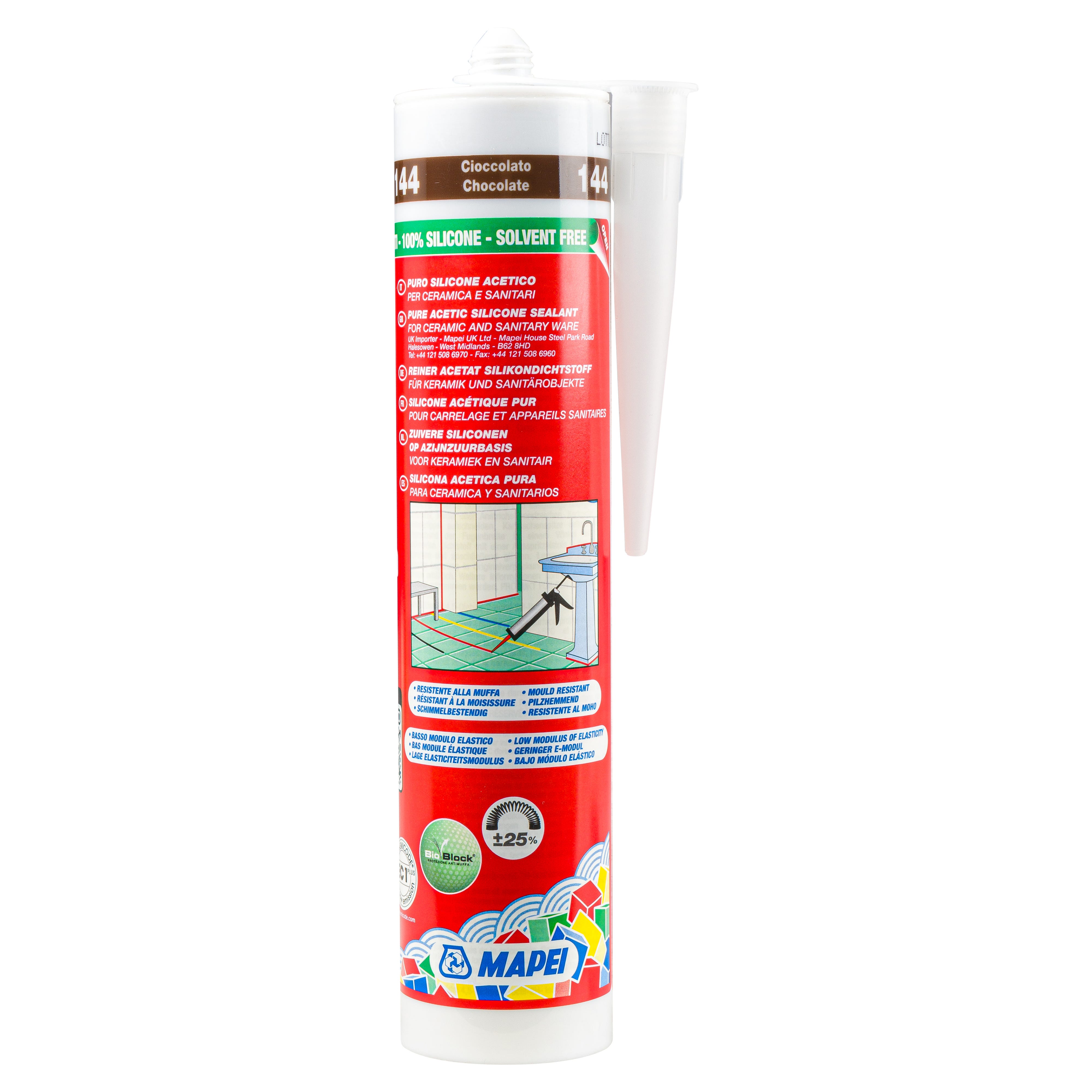 MAPESIL AC 144 MAPEI SILICONE ACETICO 310 ml CIOCCOLATO RESISTENTE ALLE ...