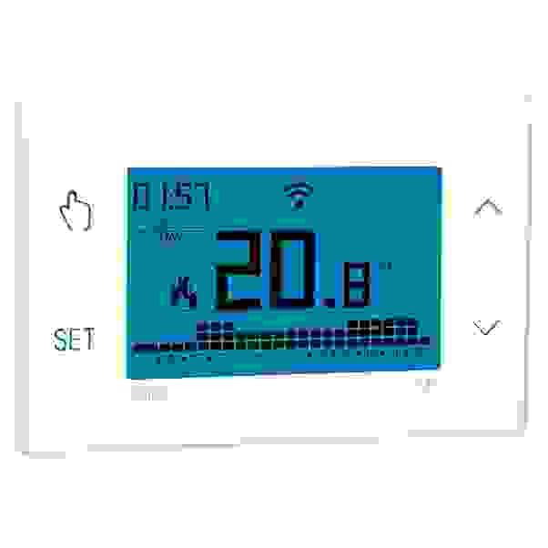 CRONOTERMOSTATO VEMER WiFi DA PARETE BIANCO CON TOUCH SCREEN RETROILLUMINATO A BATTERIA