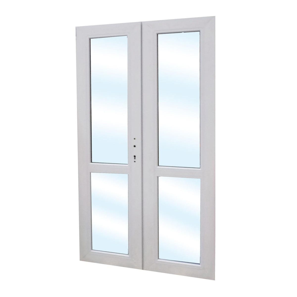 PORTA FINESTRA IN PVC BIANCA 2 ANTE CON SERRATURA 120x220 cm (LxH ...