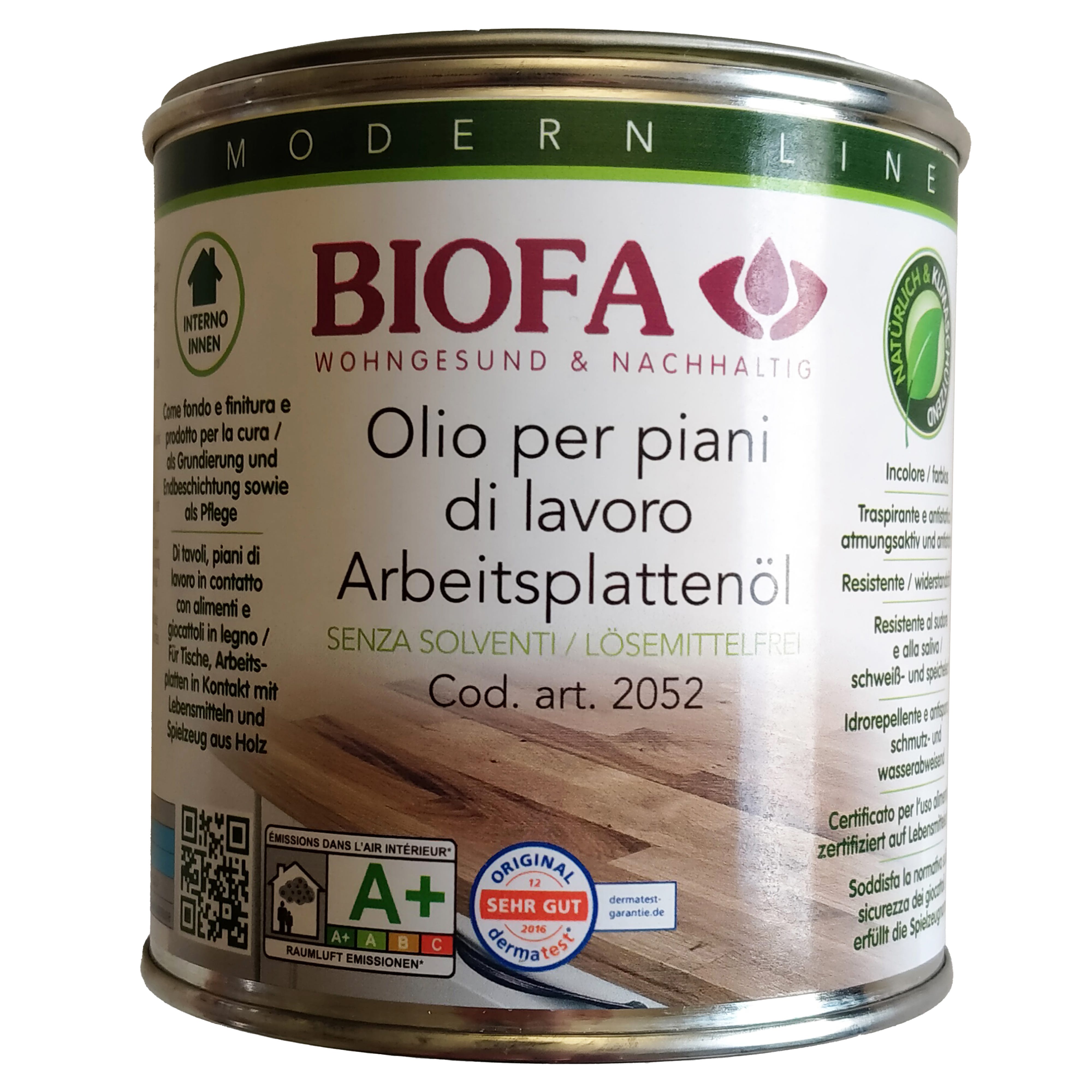 OLIO PIANI DI LAVORO BIOFA INCOL 375 ml INCOLORE SUPERFICI IN LEGNO RESA 40 mq/l PRONTO USO