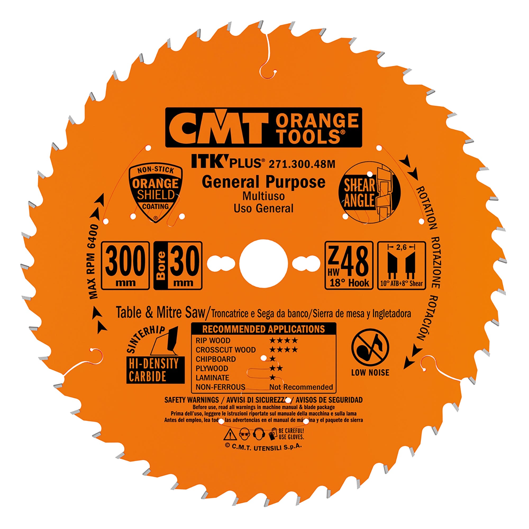 LAMA Ø300 mm CMT 48 DENTI Ø FORO 30 mm PER TRONCATRICE PER LEGNO OSB ...