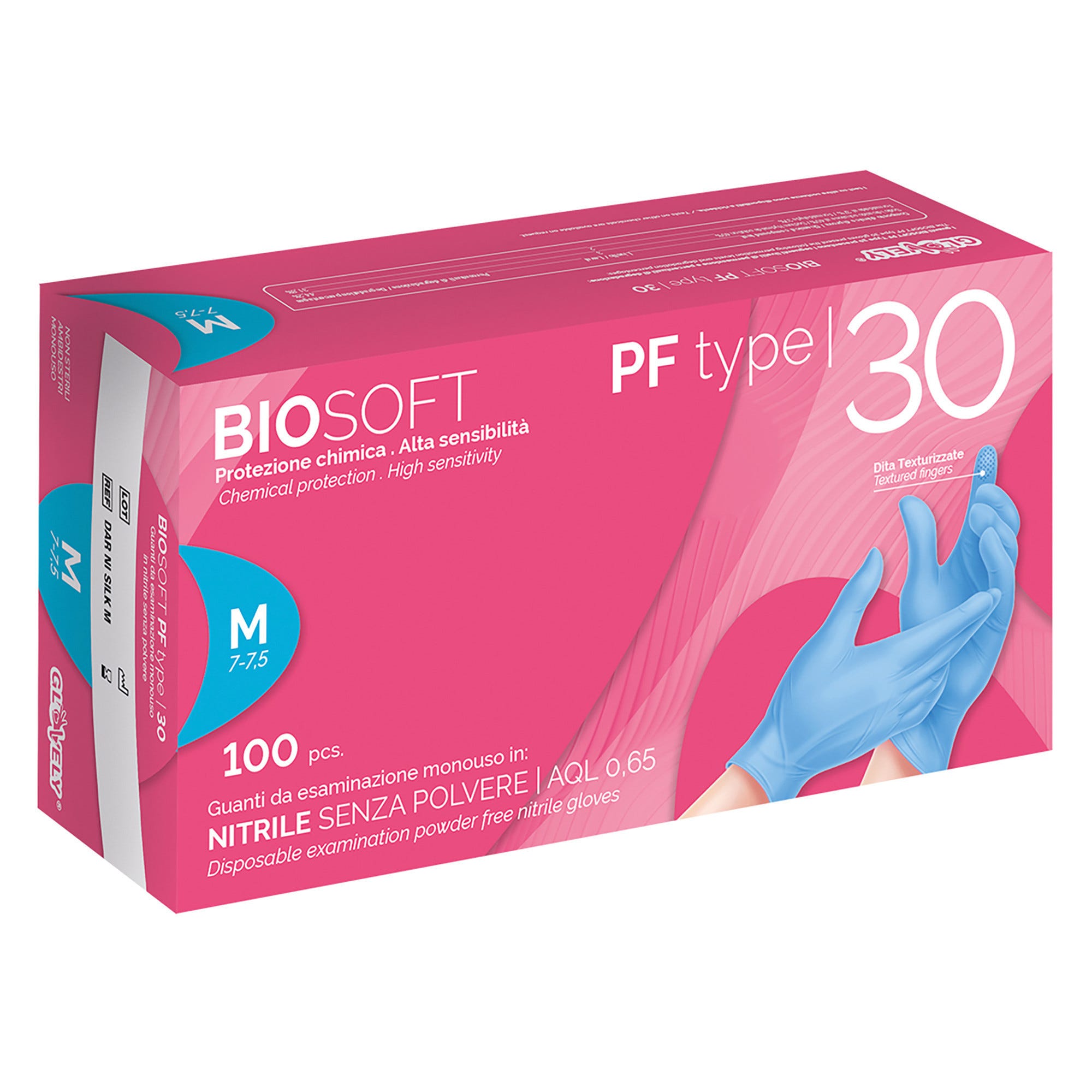 100 GUANTI MONOUSO BIOSOFT PF IN NITRILE BLU LEGGERO TAGLIA M SENZA POLVERE DPI CAT III 3 g