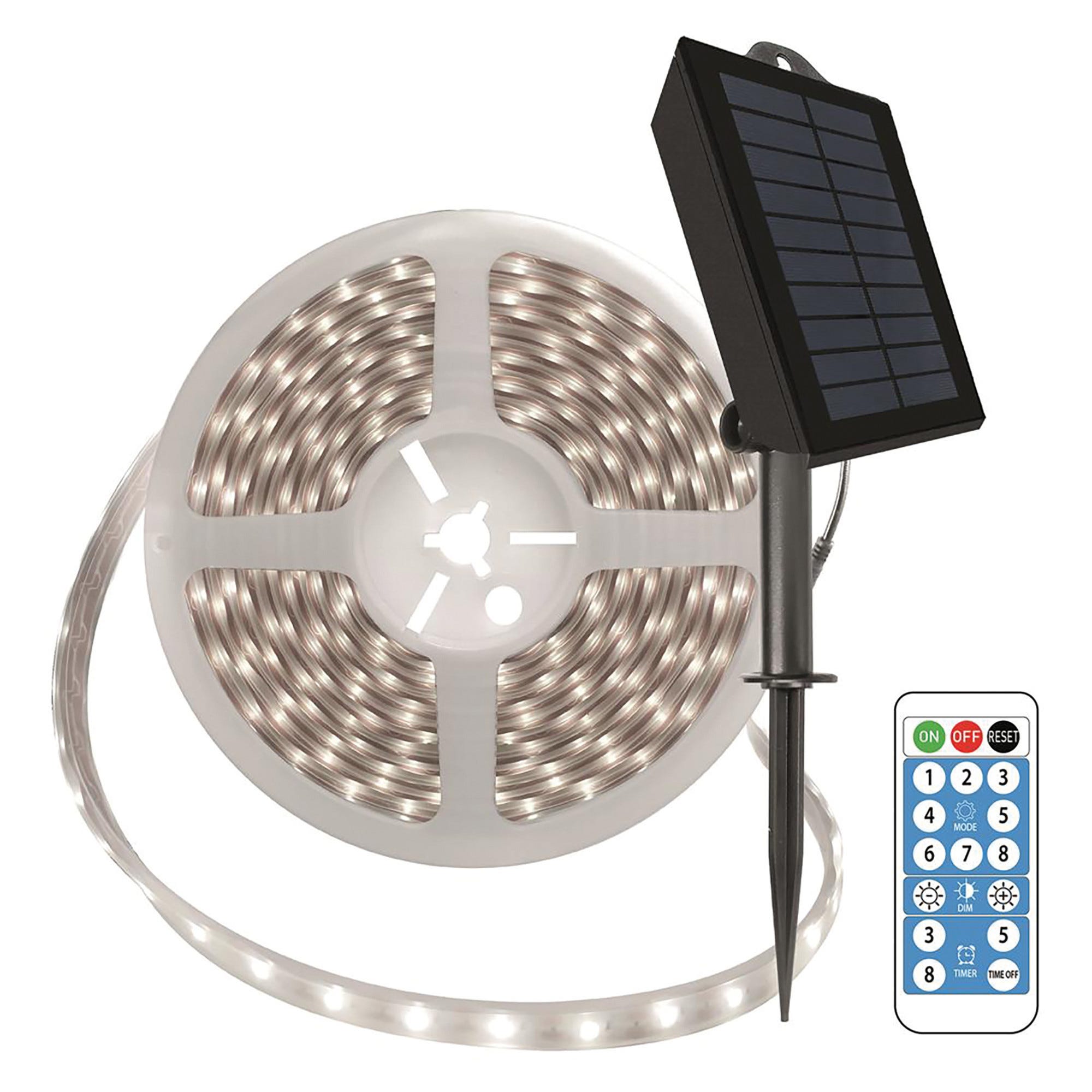 KIT STRISCIA LED CON PANNELLO SOLARE LUCE NATURALE 5m 4000K° RICAR ...