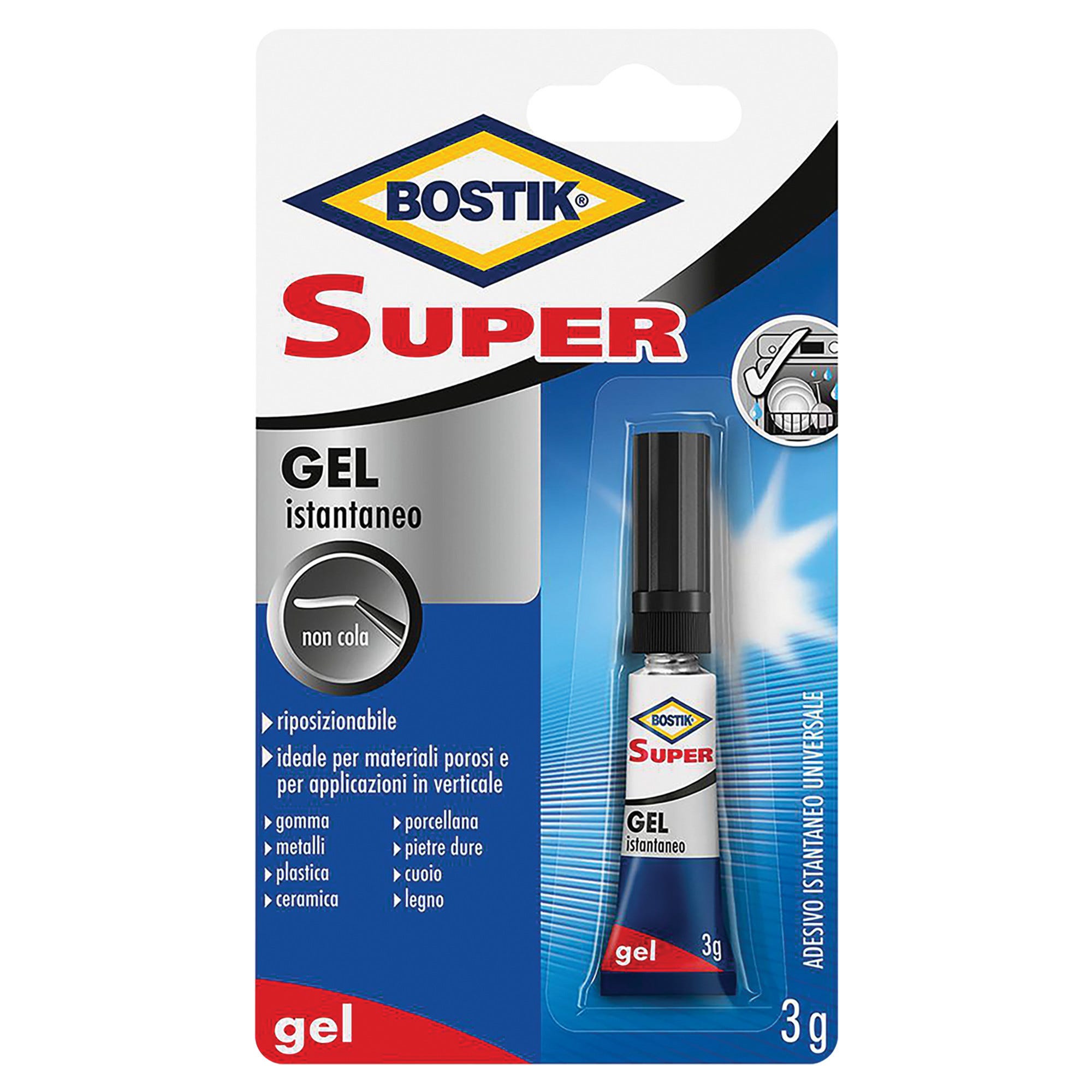 COLLA CIANOACRILICA SUPER GEL BOSTIK 3 g PER MATERIALI POROSI E ...