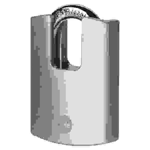 LUCCHETTO YALE 50 mm 3 CHIAVI CORPO OTTONE CROMO SATINATO PER USO ESTERNO