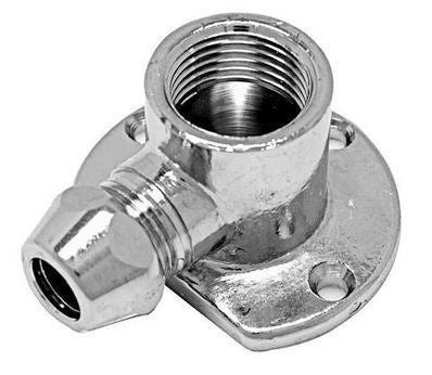 RACCORDO BICONO OTTONE CROMATO GOMITO CON FLANGIA F 1/2'' x Ø 10 mm