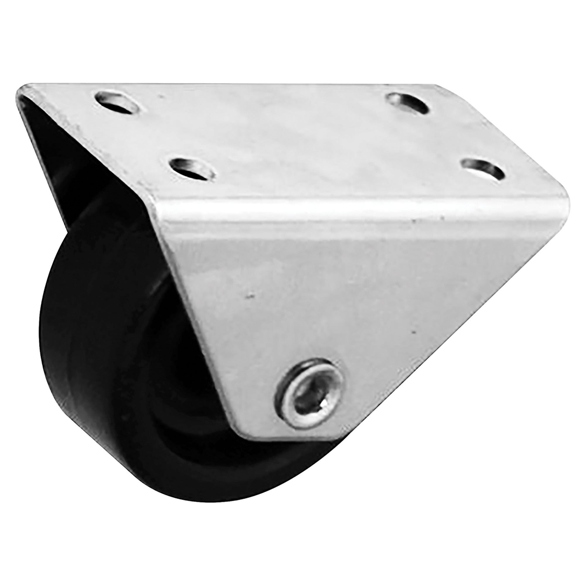 RUOTA Ø 40 mm PORTATA 50 kg PLASTICA NERA SUPPORTO A STAFFA FISSA