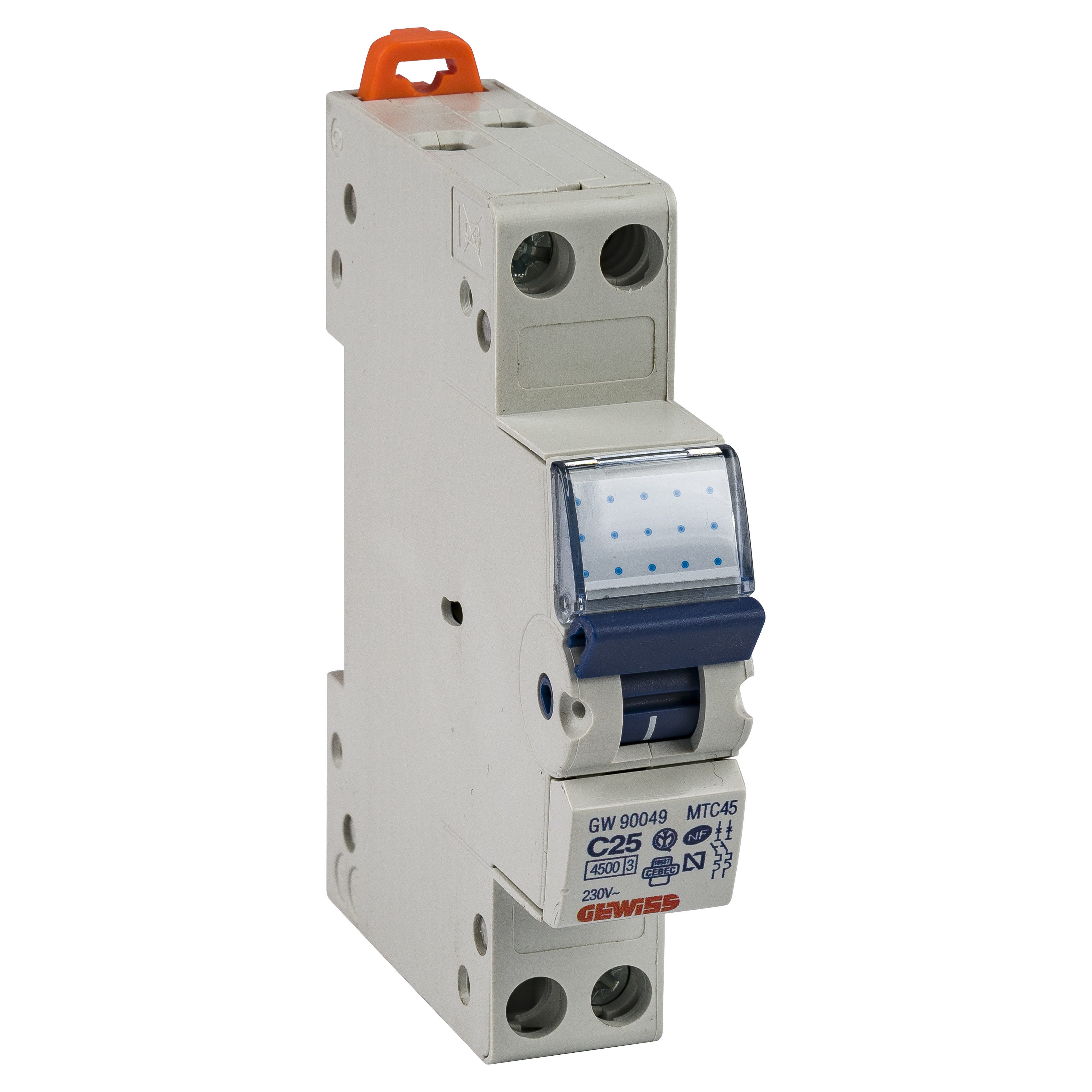 INTERRUTTORE MAGNETOTERMICO GEWISS 25A 4,5kA CURVA C 1 MODULO