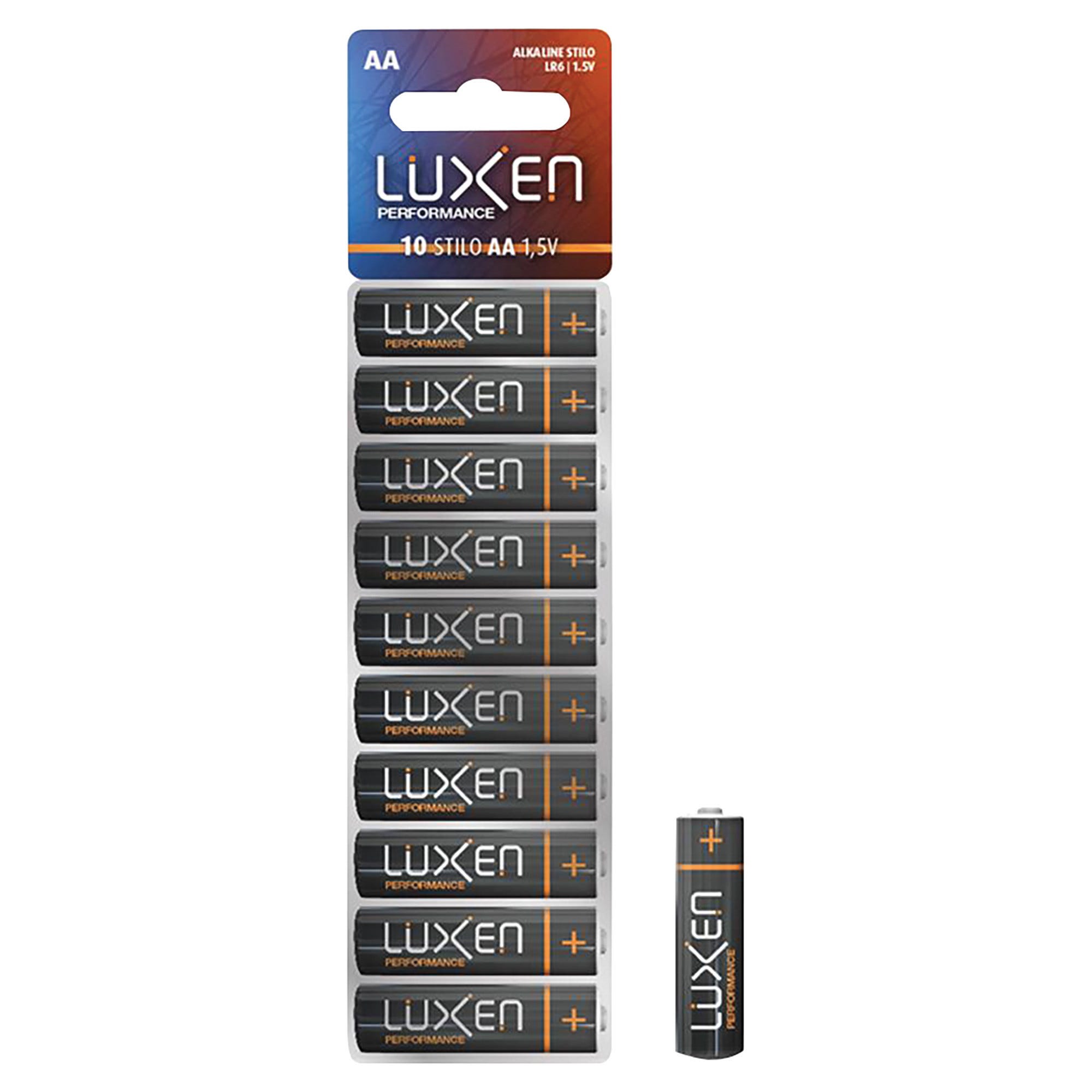 10 BATTERIE ALCALINE LUXEN STILO AA