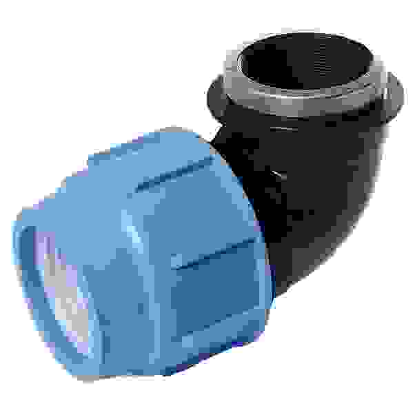 RACCORDO A COMPRESSIONE BLUSEAL GOMITO F 1"1/2xØ 50 mm PER TUBO POLIETILENE