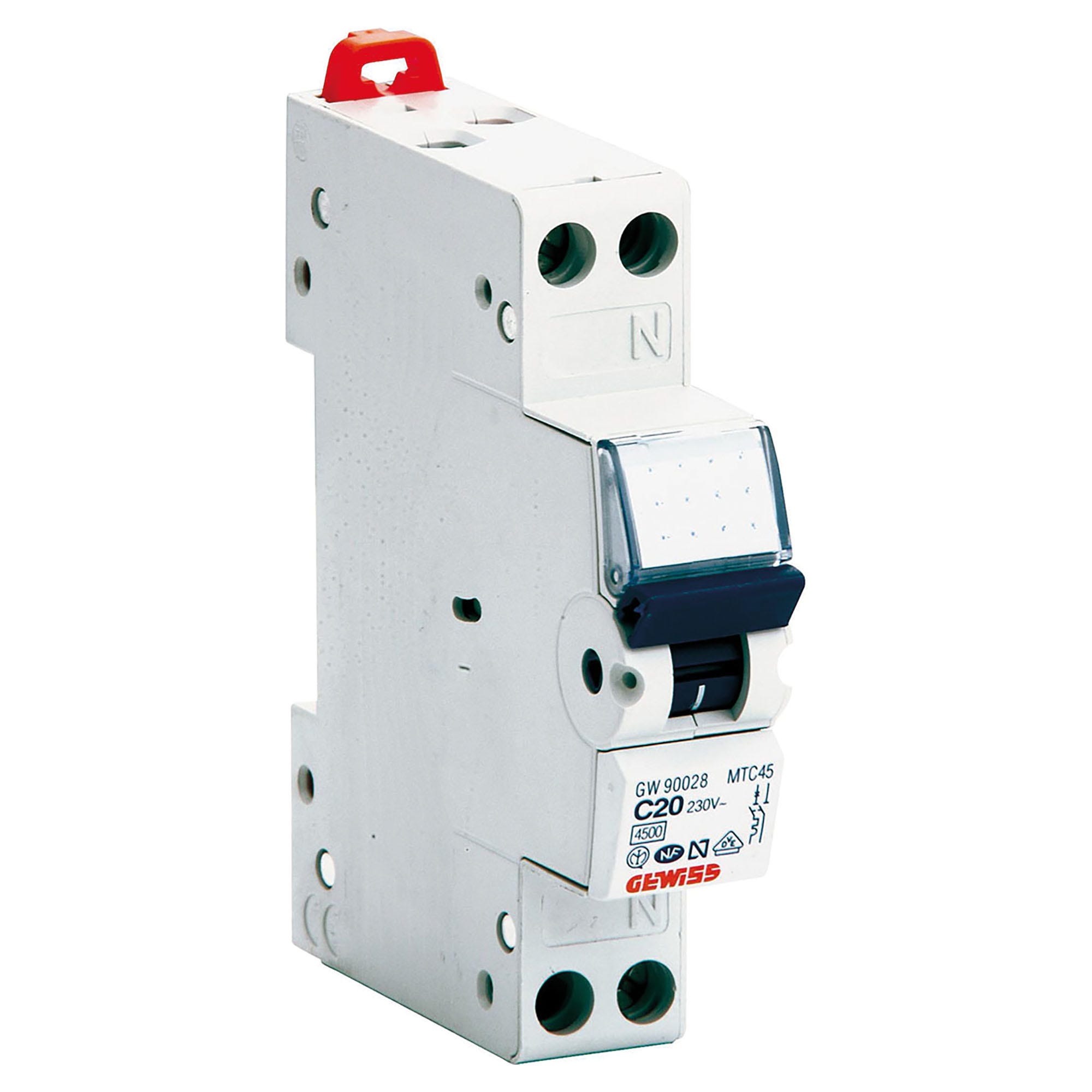 INTERRUTTORE MAGNETOTERMICO GEWISS 1P+N 10A 4,5kA CURVA C 1MOD