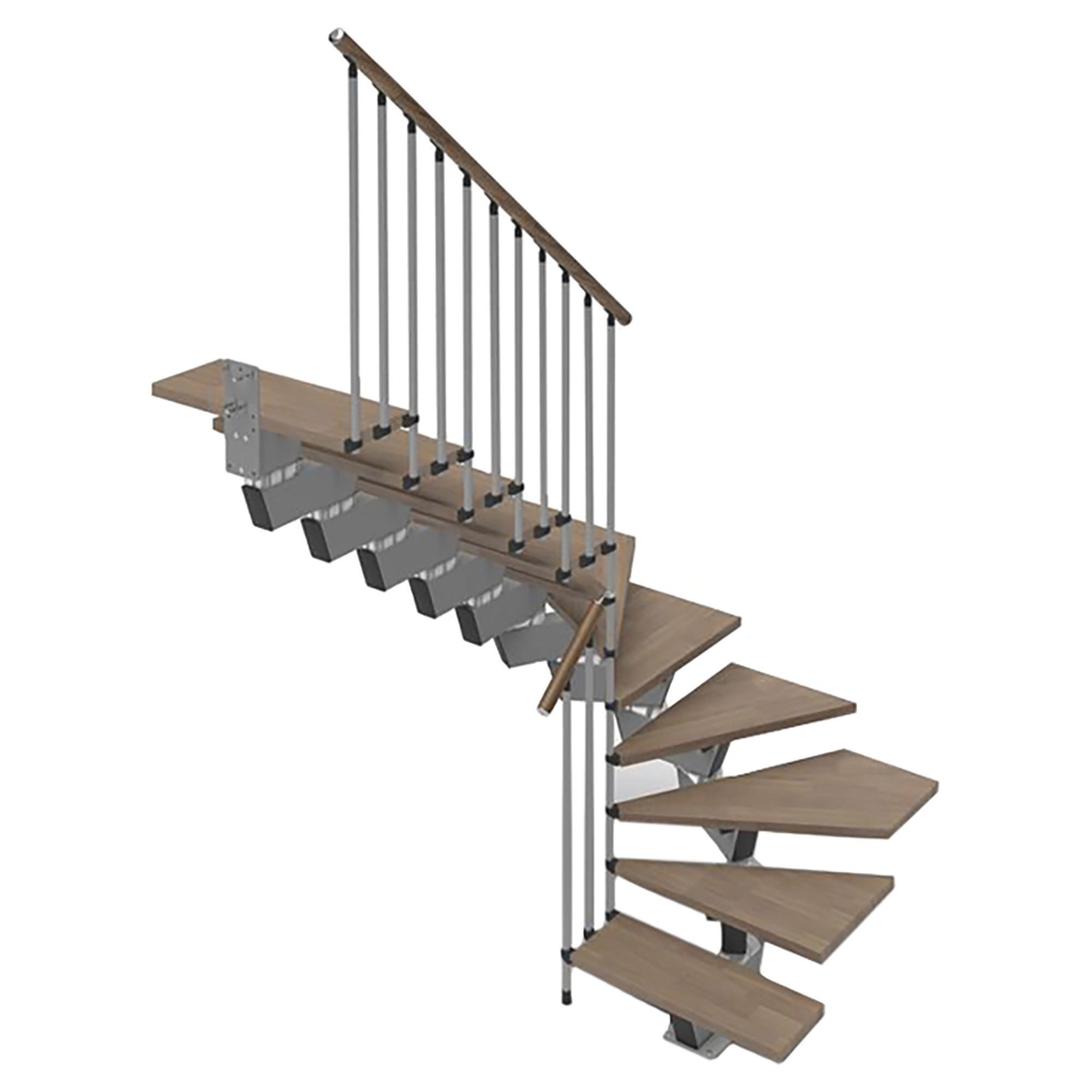 SCALA A GIORNO MAXI A U (DUE GIRI) 12 GRADINI IN LEGNO DI FAGGIO NOCE ...