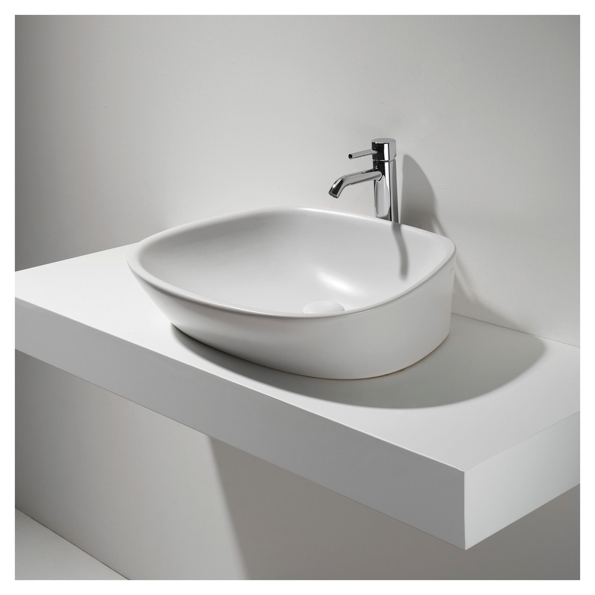 LAVABO D'APPOGGIO SIMAS BORMIO CERAMICA BIANCO MATT RETTANGOLARE 58x15x43 cm (LxHxP)