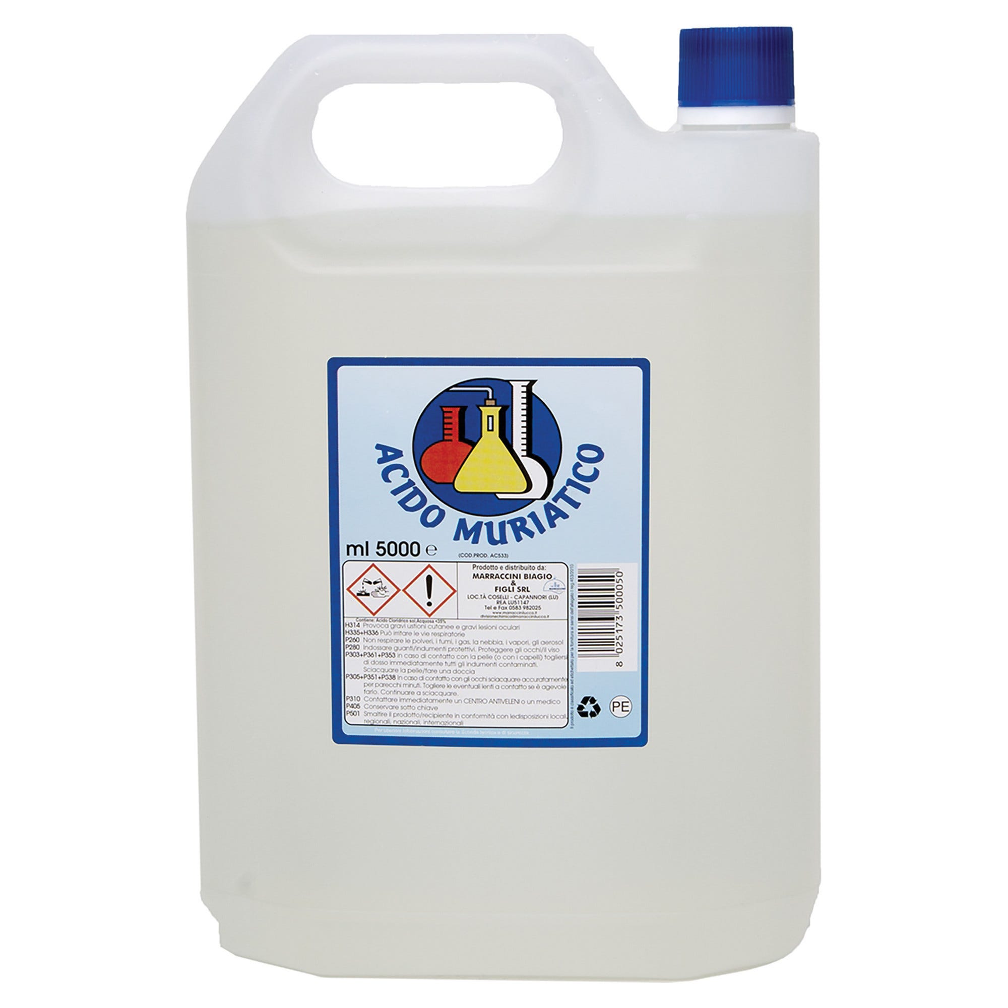 ACIDO MURIATICO MARRACCINI 5 l CONCENTRAZIONE 30-33%