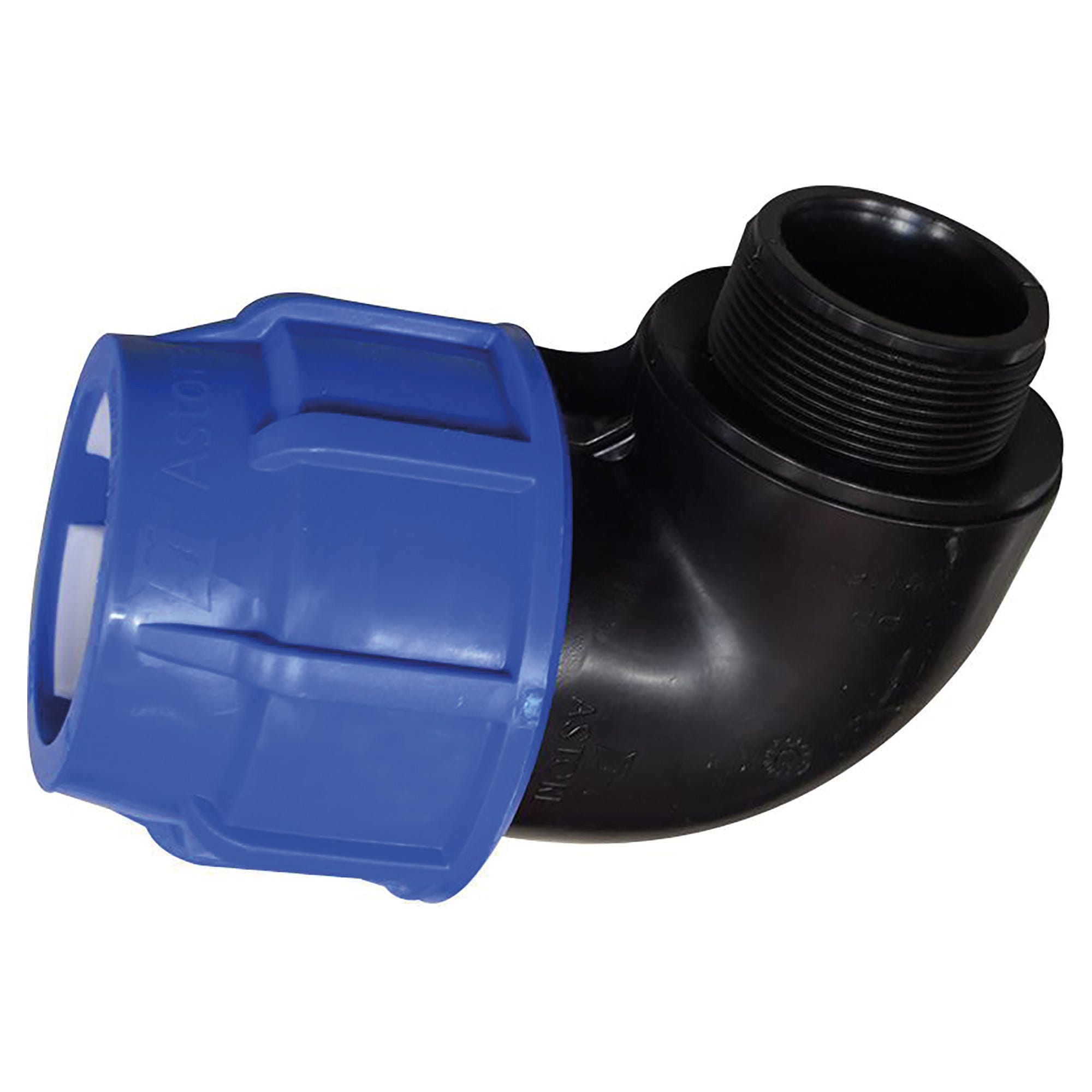 RACCORDO A COMPRESSIONE TUBO POLIETILENE CURVA Ø 63 mm x 2'' M