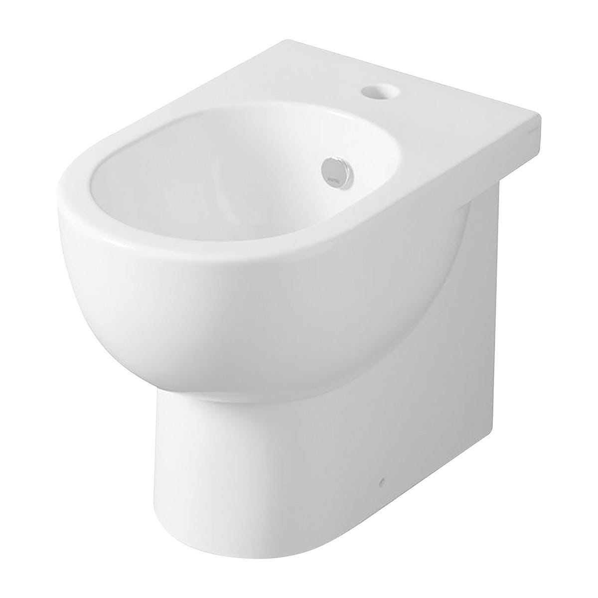BIDET SERIE E-LINE FILO MURO A TERRA IN CERAMICA BIANCA