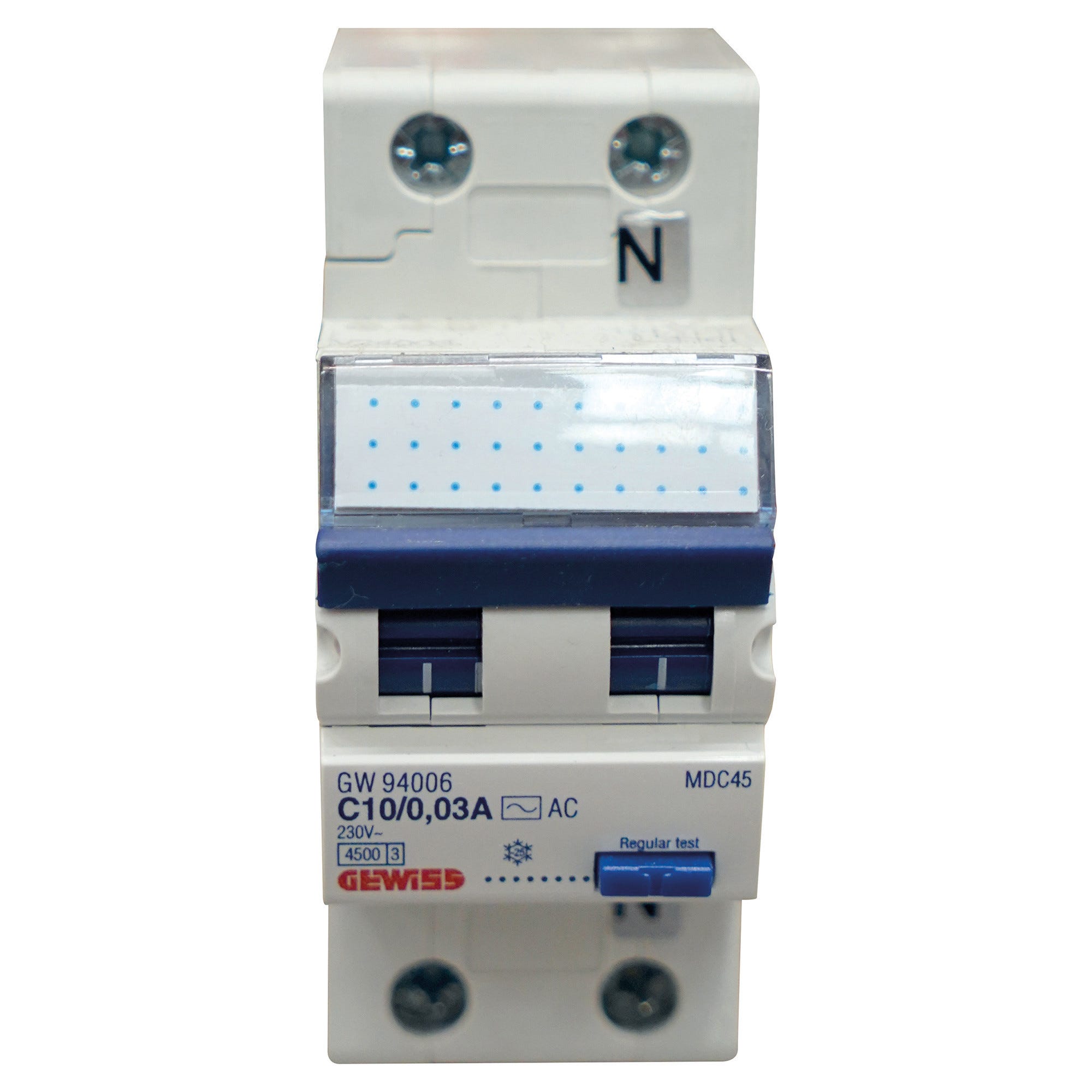 INTERRUTTORE MAGNETOTERMICO GEWISS DIFFERENZIALE 1P+N 10A 4,5kA 30mA | Tecnomat