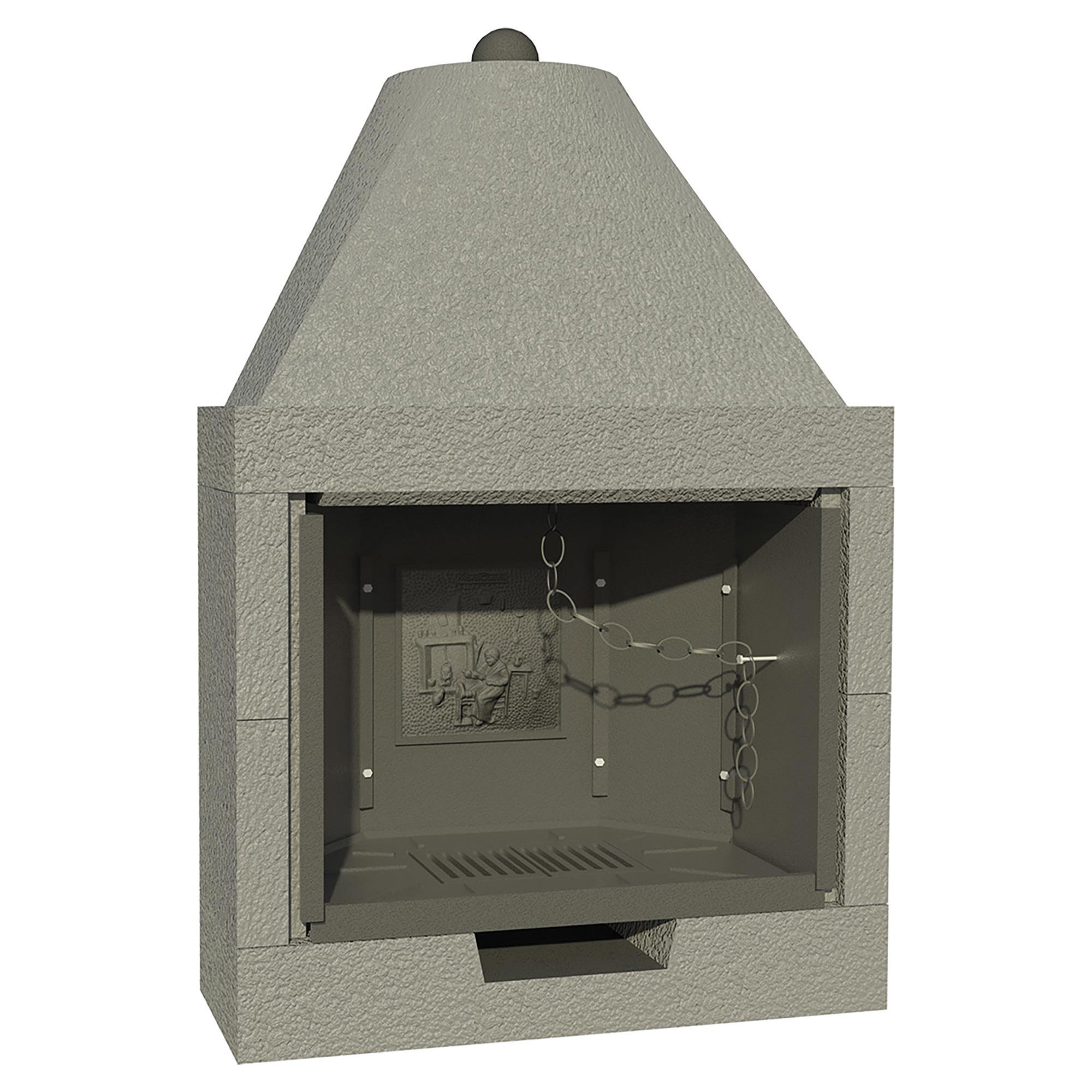 FOCOLARE APERTO IN GHISA 135x97x55 cm M100 TGH 370 kg SPESSORE GHISA 10 ...